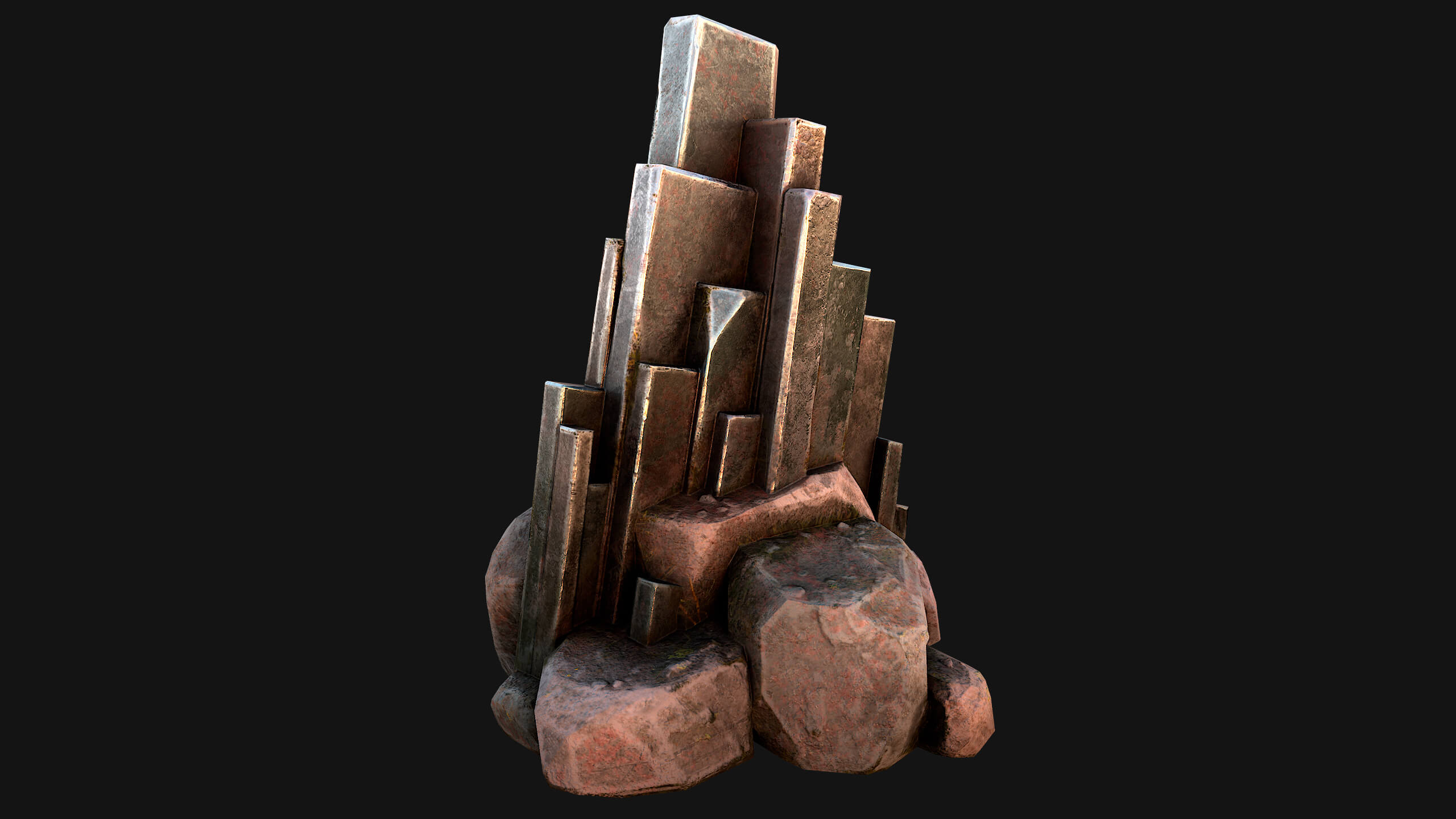 Silver Ore Mineral Stones and Rocks - 3D Model by Dereza