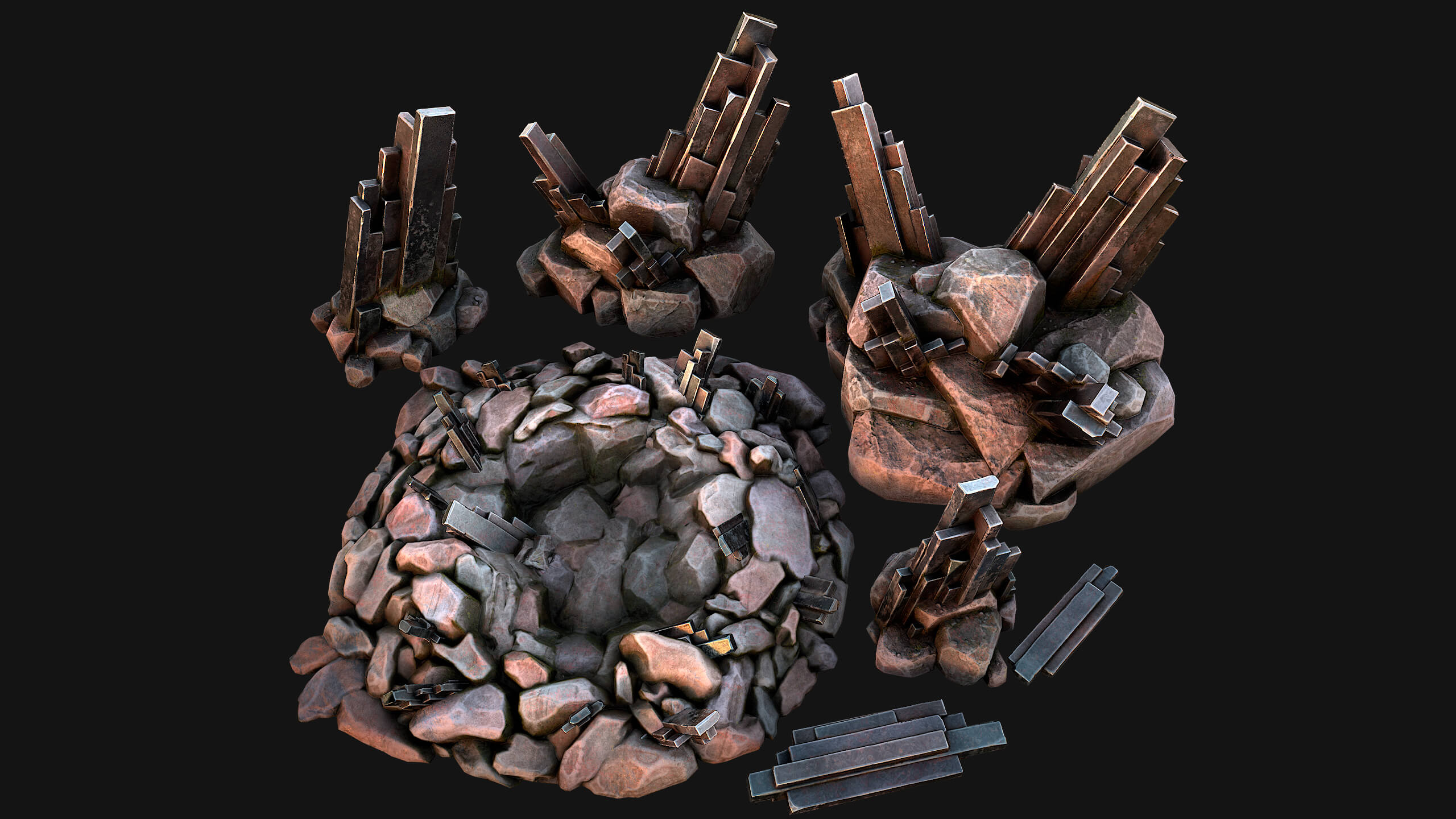 Silver Ore Minerals Mine Resource Pack - 3D Model by Dereza