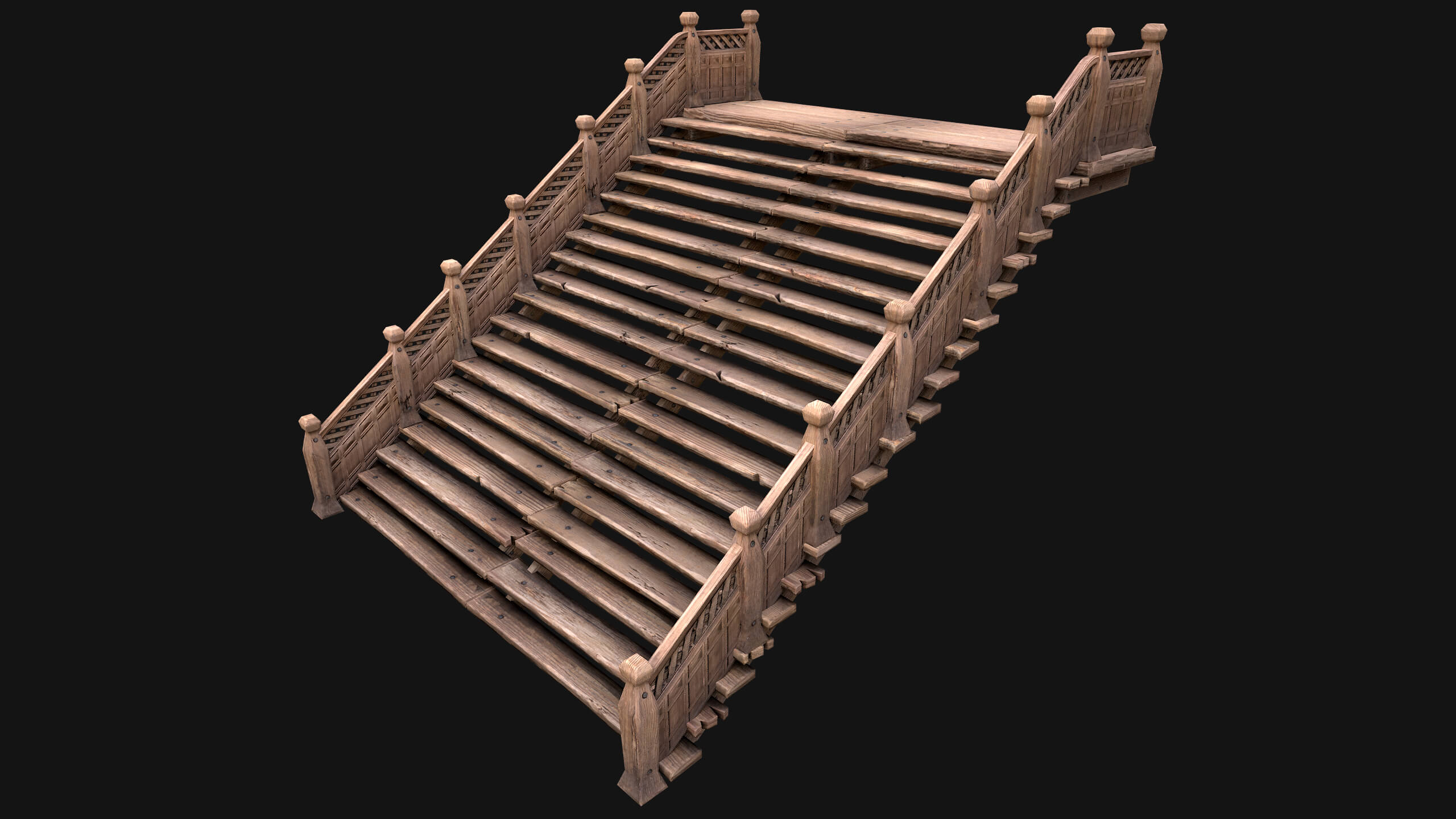 Stairs and Fences Medieval Pack - 3D Model by Dereza