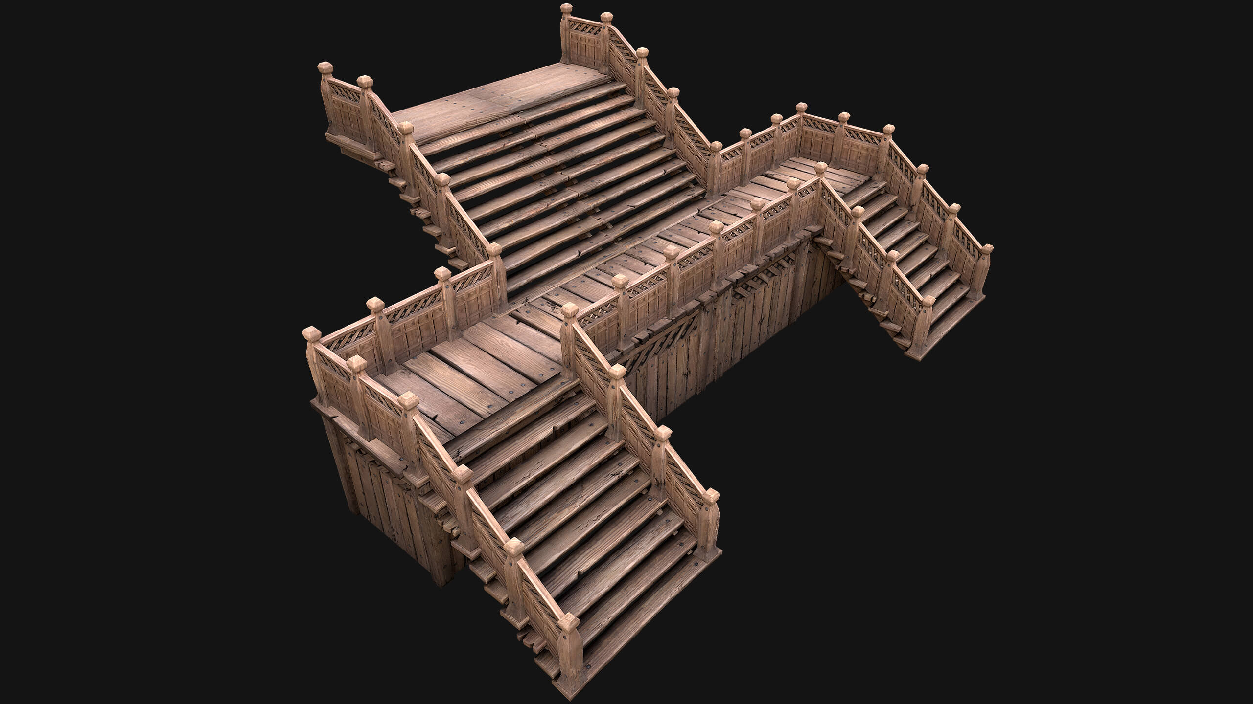 Stairs and Fences Medieval Pack - 3D Model by Dereza