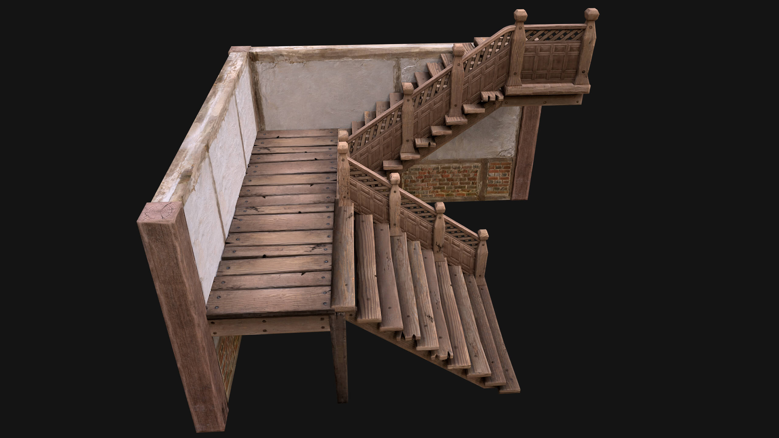 Staircase in a Medieval Room - 3D Model by Dereza