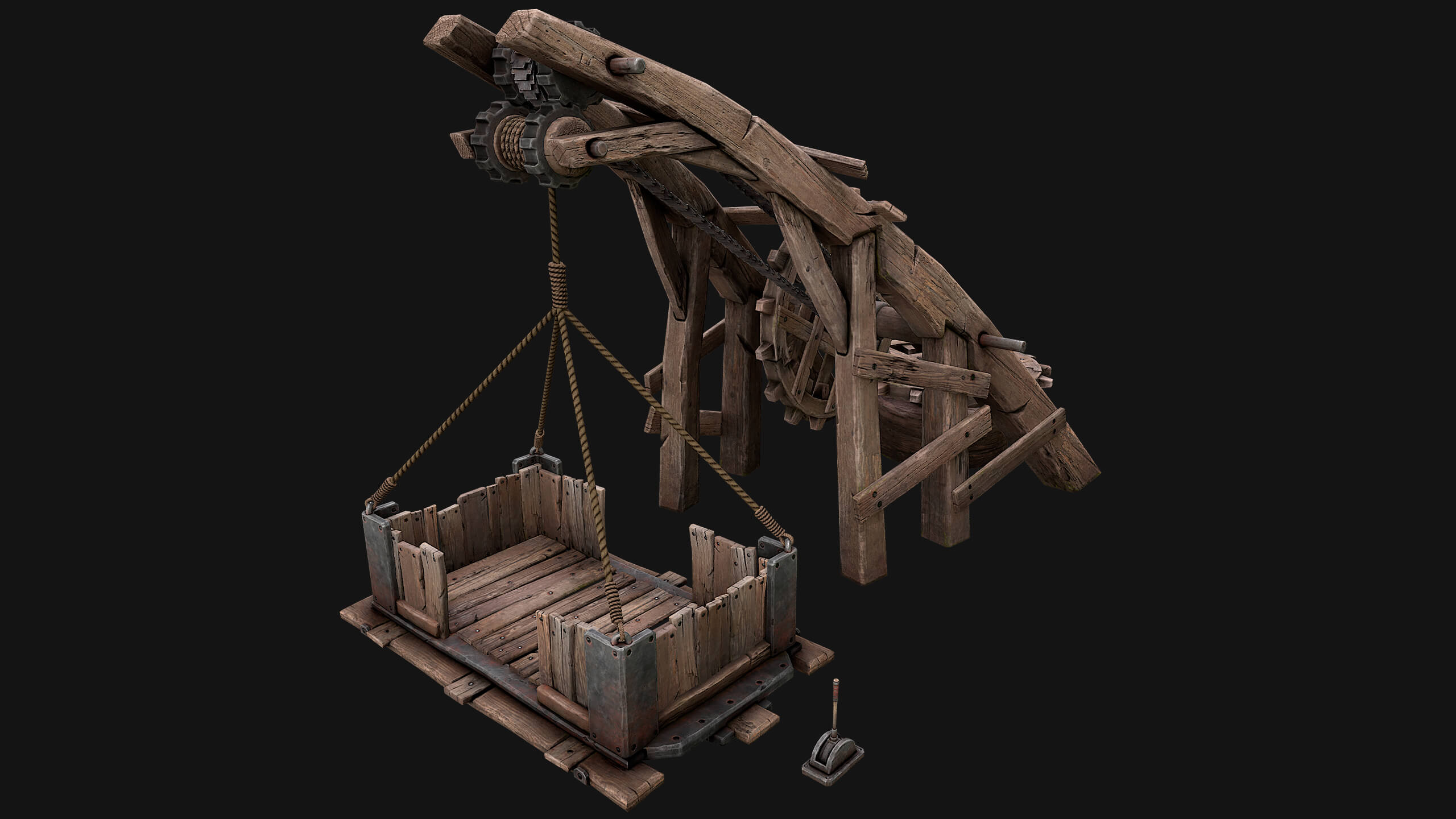 Steampunk Crane Lift - 3D Model by Dereza