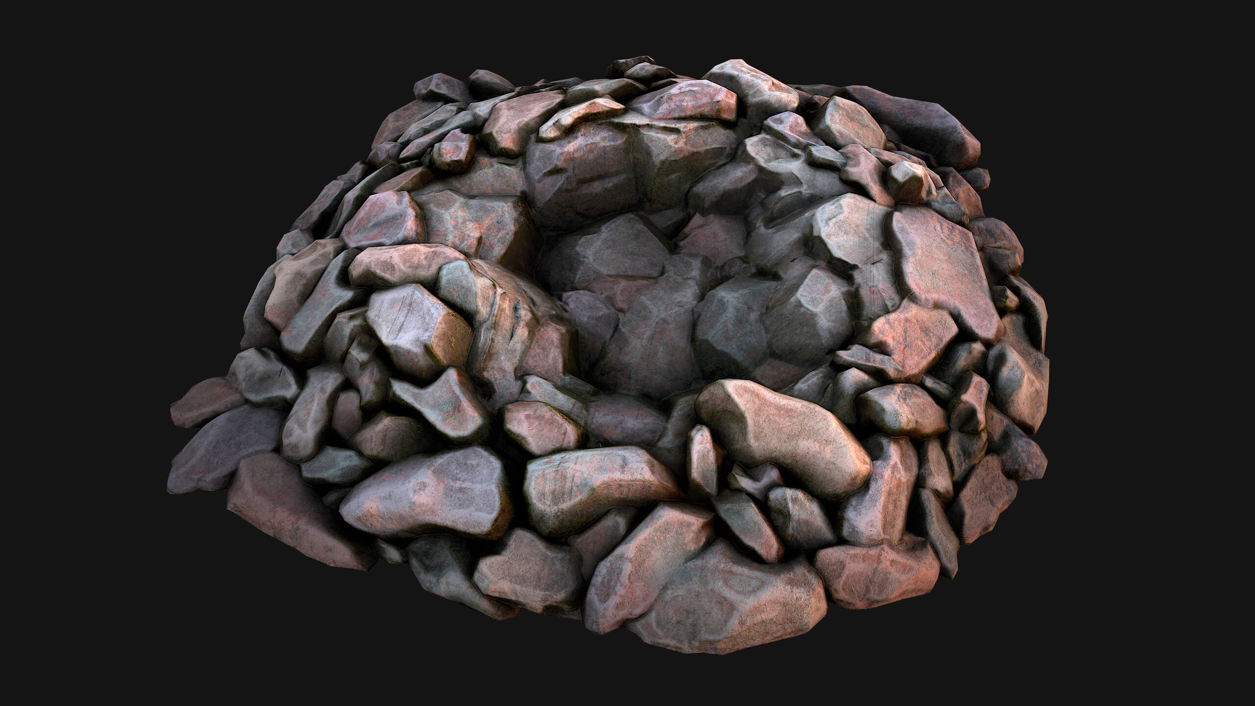 Stone and Rocks Mineral Ore Deposits Pile - 3D Model by Dereza