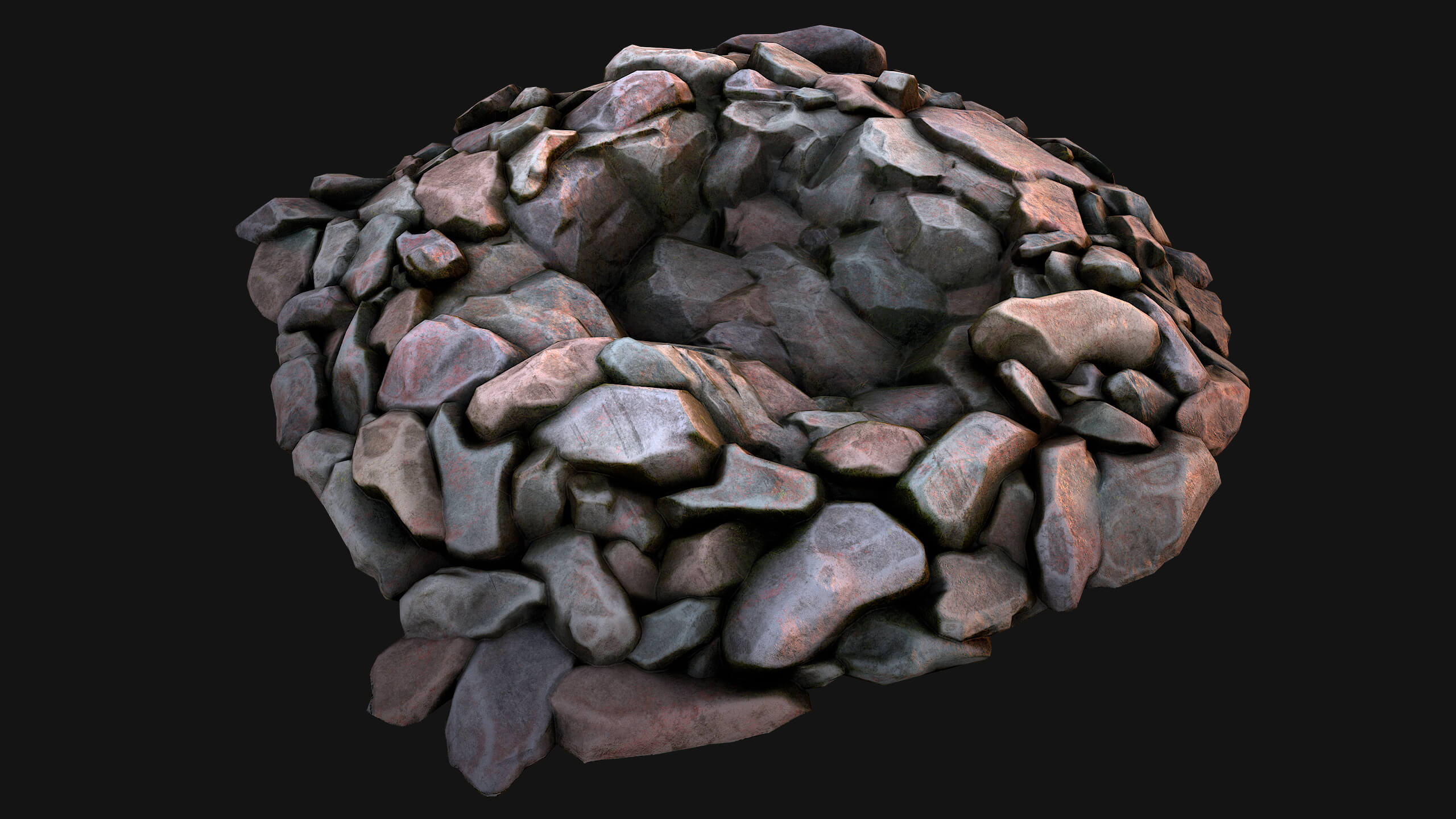 Stone and Rocks Mineral Ore Deposits Pile - 3D Model by Dereza