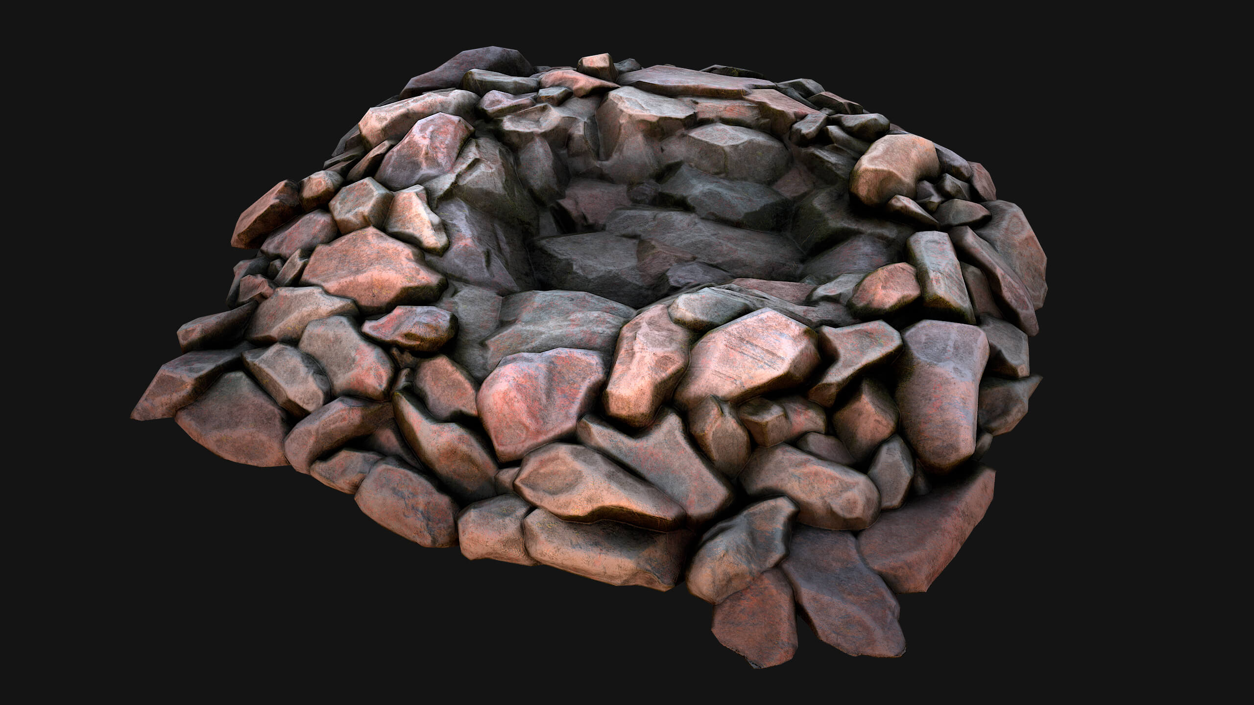 Stone and Rocks Mineral Ore Deposits Pile - 3D Model by Dereza