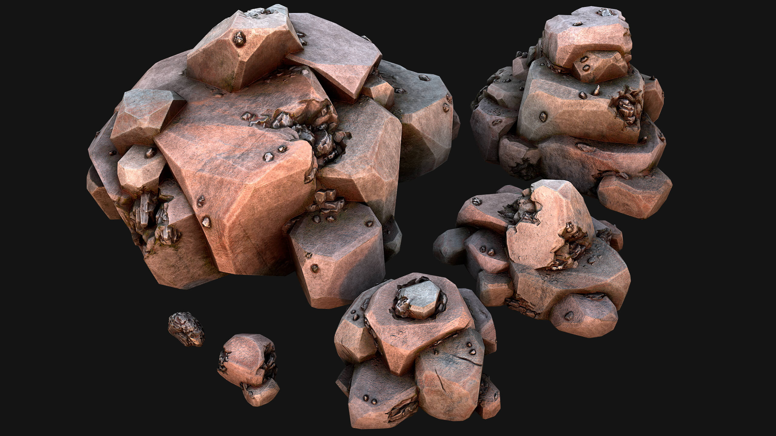 Stones and Rocks Iron Ore Mineral - 3D Model by Dereza