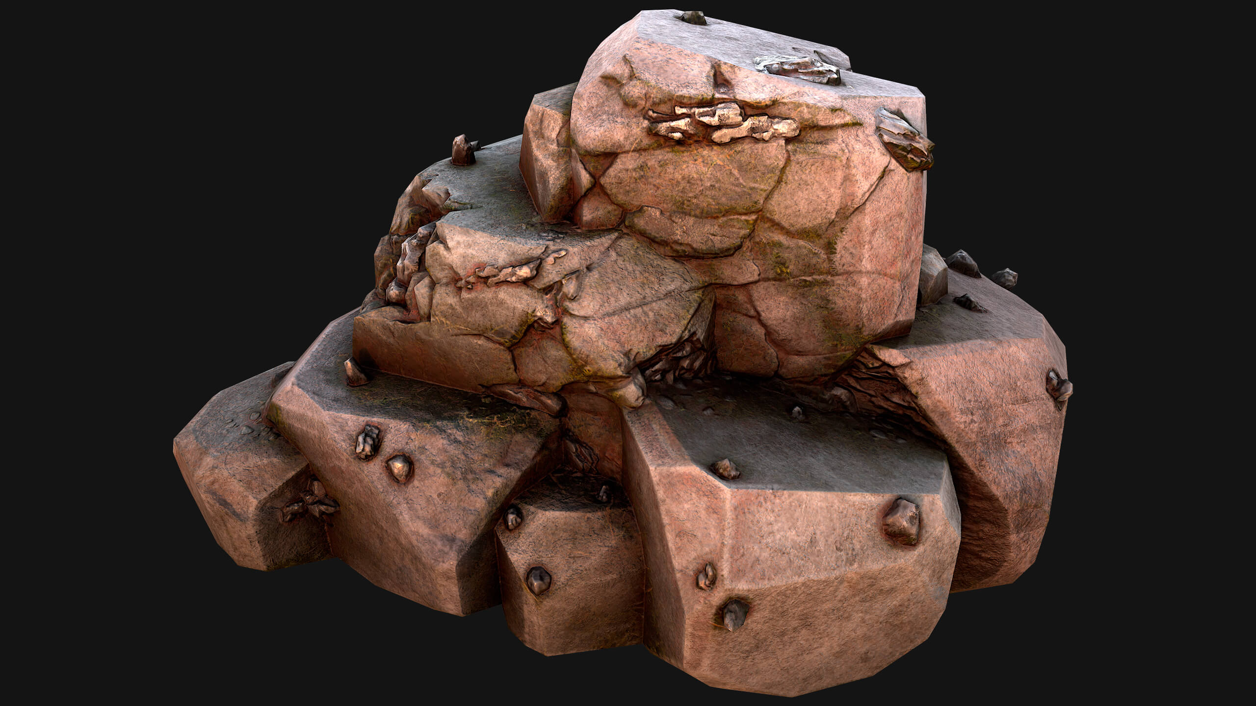 Stones and Rocks Iron Ore Mineral - 3D Model by Dereza