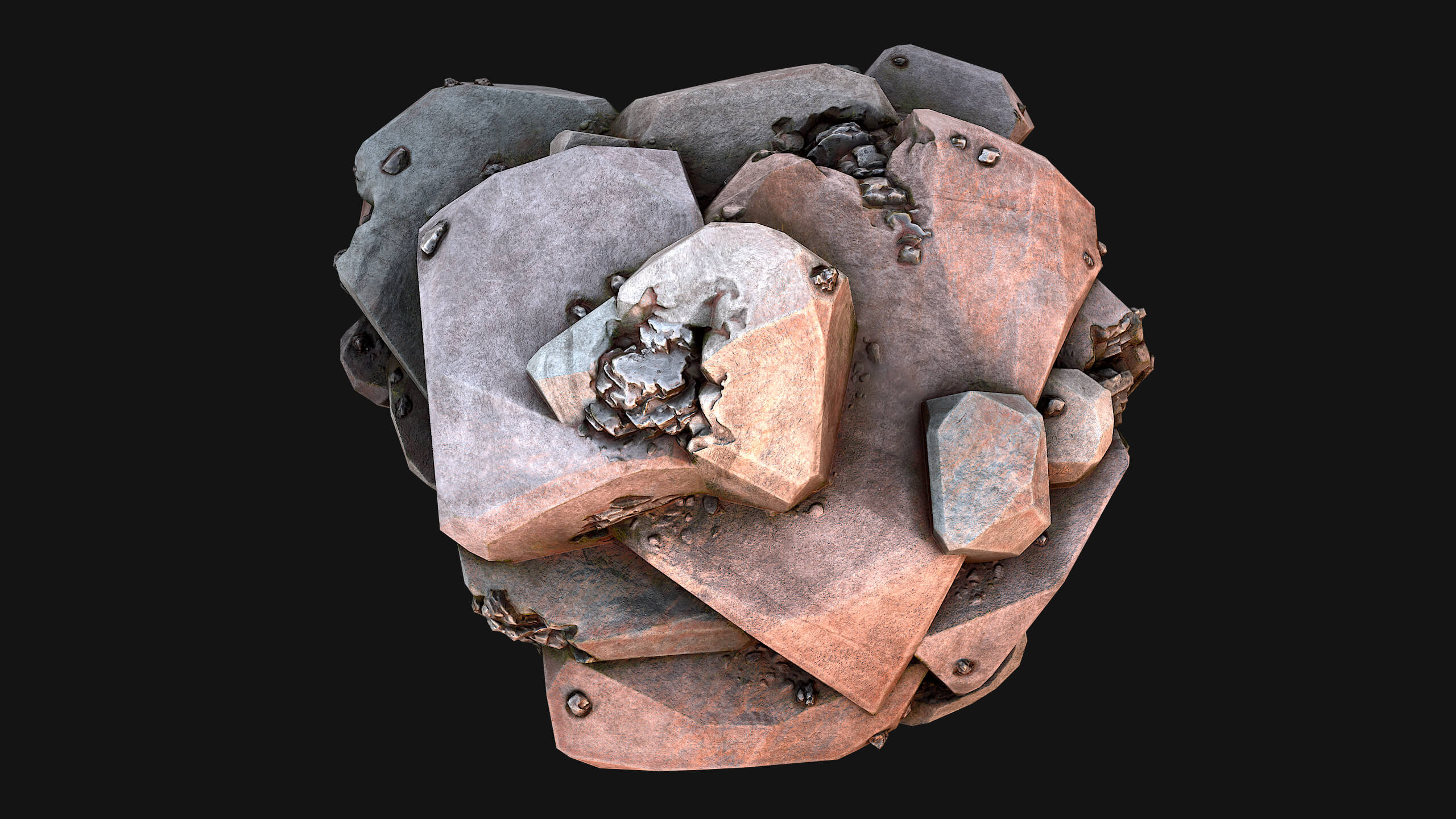 Stones and Rocks Iron Ore Mineral - 3D Model by Dereza