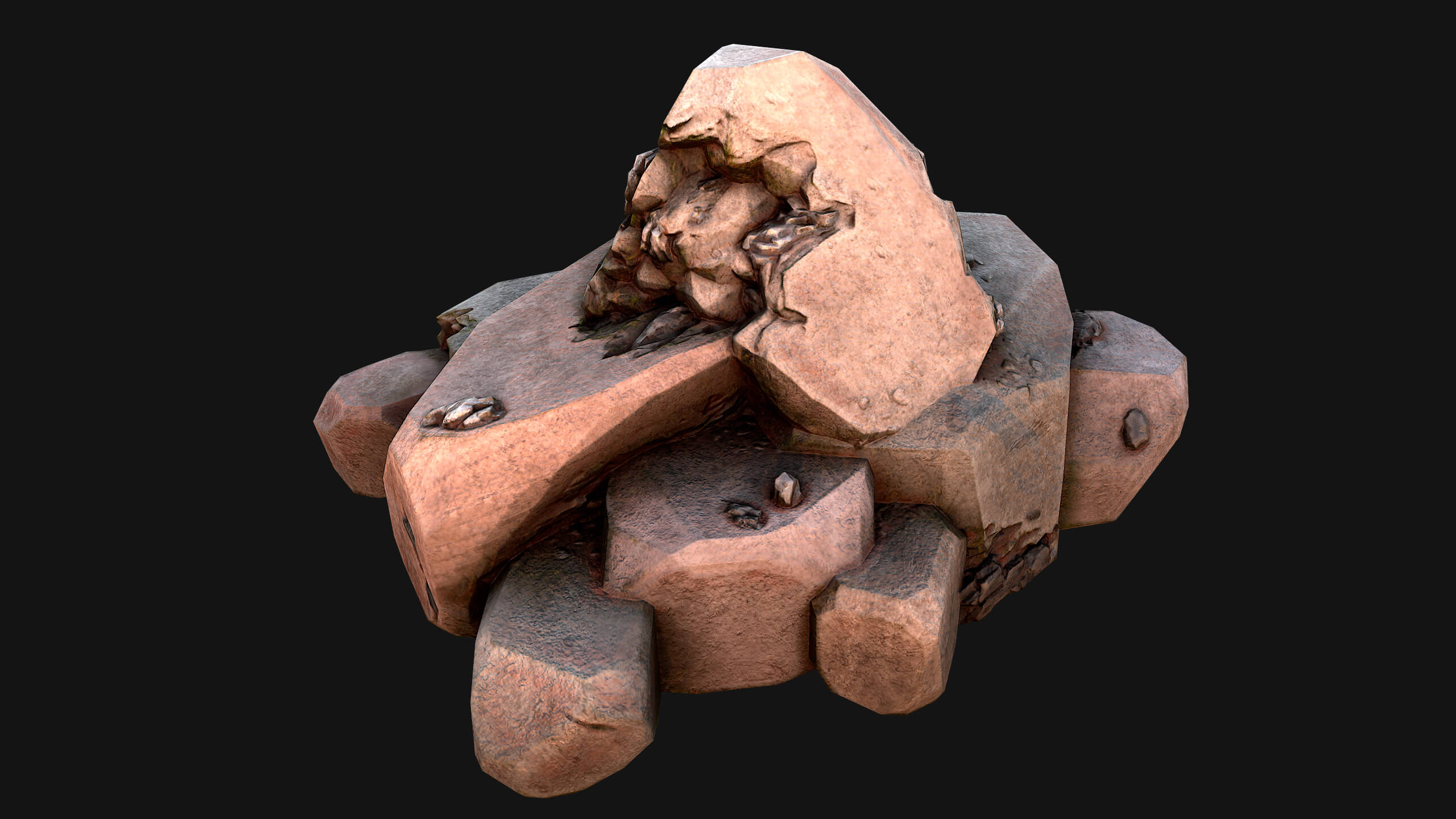 Stones and Rocks Iron Ore Mineral - 3D Model by Dereza