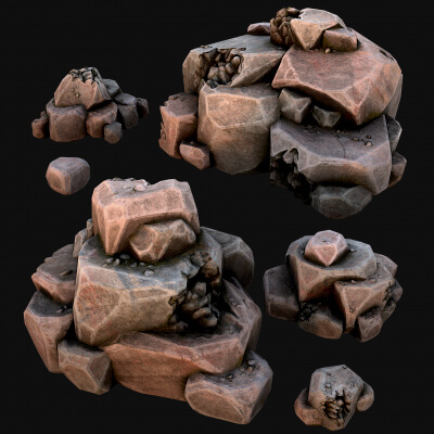 Stones and Rocks Stylized Pack - 3D Model by Dereza