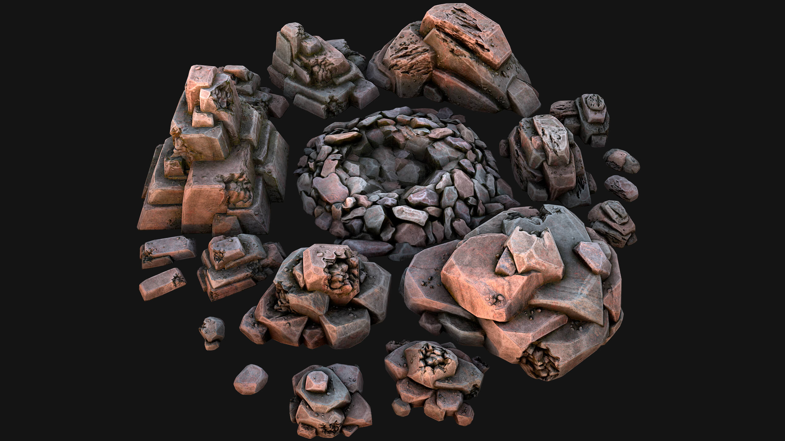 Stones Rocks Pebble Pack - 3D Model by Dereza