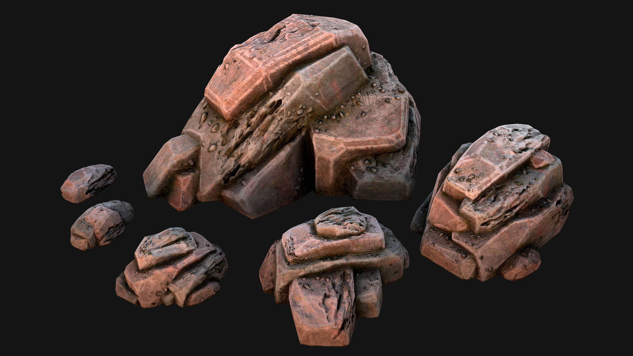 Stones Rocks Pebble Pack - 3D Model by Dereza