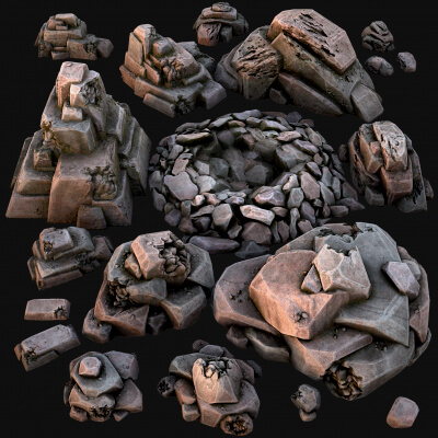 Stones Rocks Pebble Pack - 3D Model by Dereza