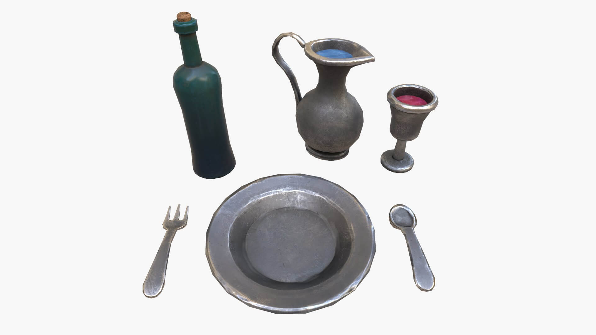 Stylized Dishes Set - 3D Model by Dereza