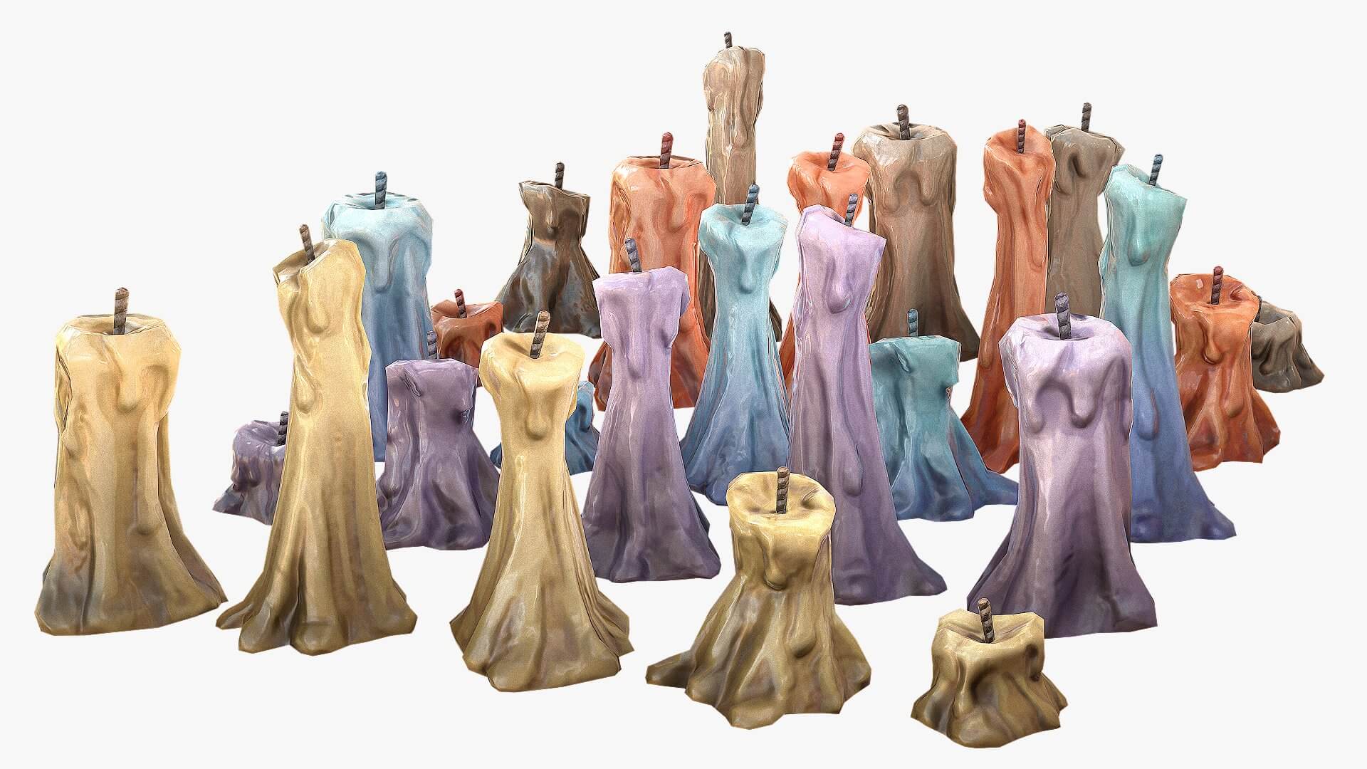 Stylized Candles Pack - 3D Model by Dereza