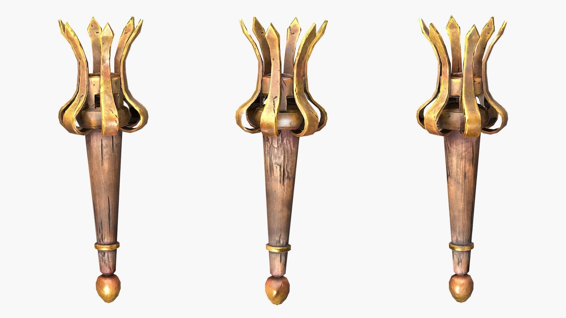 Stylized Castle Torch - 3D Model by Dereza