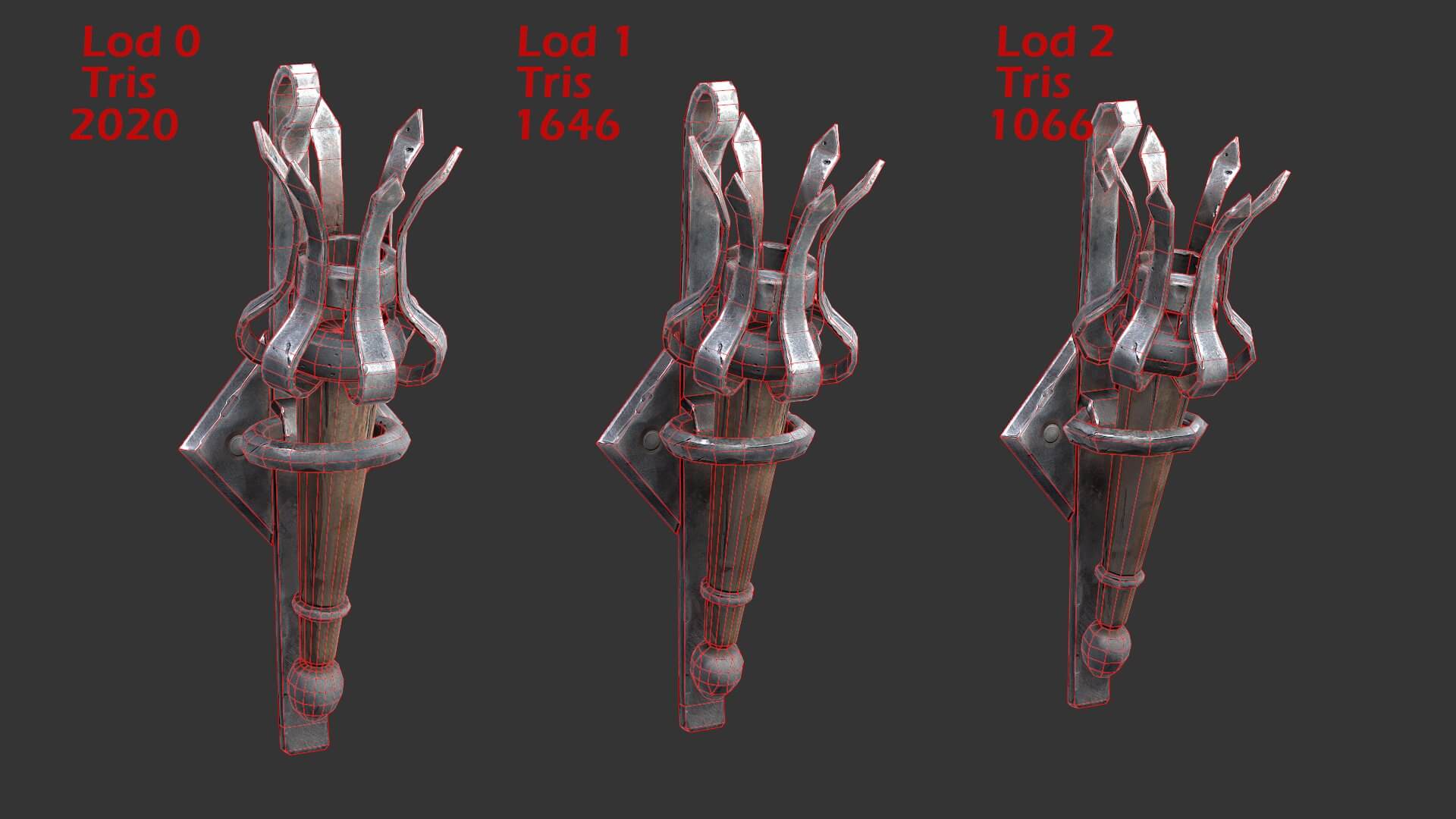 Stylized Castle Torch - 3D Model by Dereza