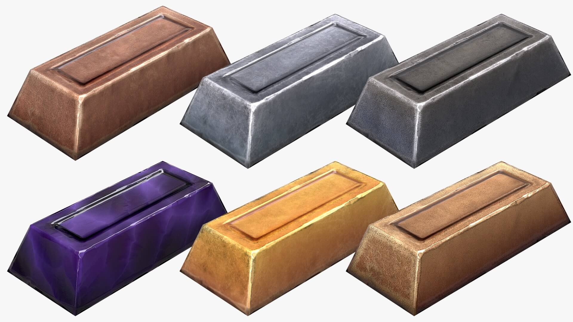 Stylized Ingots Pack - 3D Model by Dereza