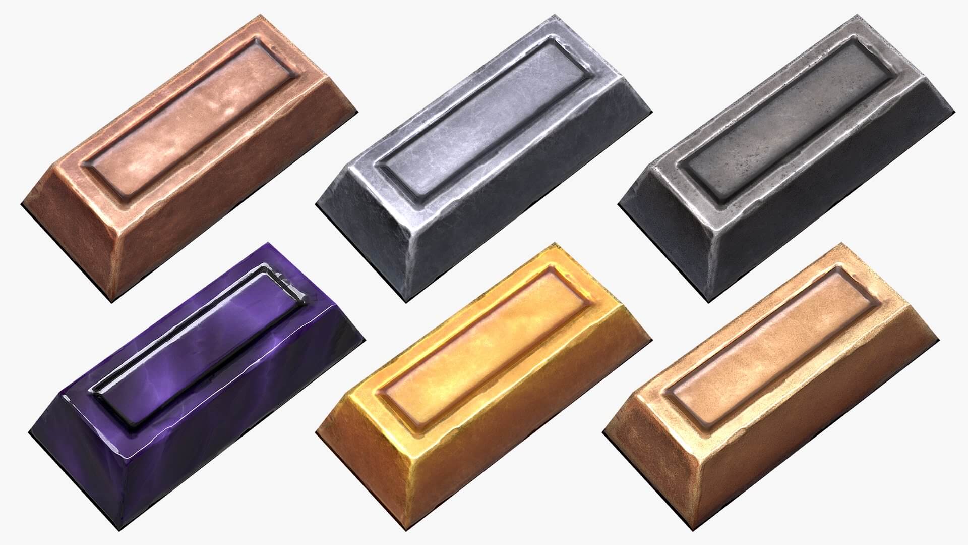 Stylized Ingots Pack - 3D Model by Dereza