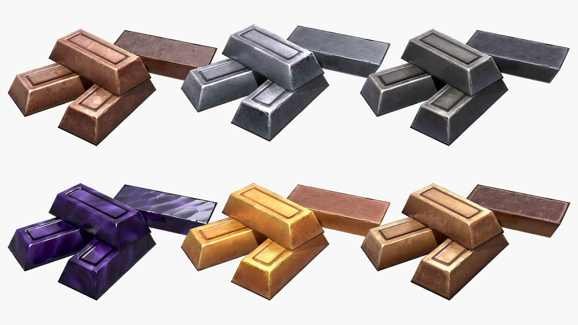 Stylized Ingots Pack - 3D Model by Dereza