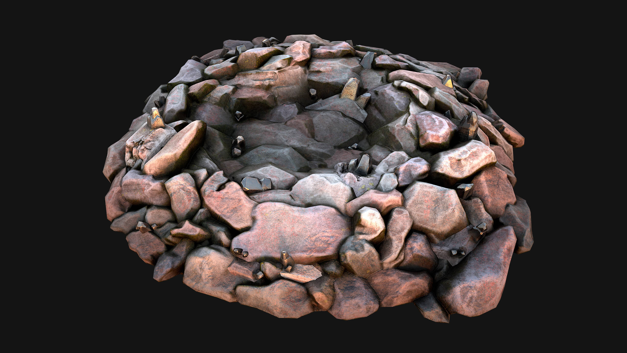 Tin Ore Deposits Minerals in Rocks - 3D Model by Dereza