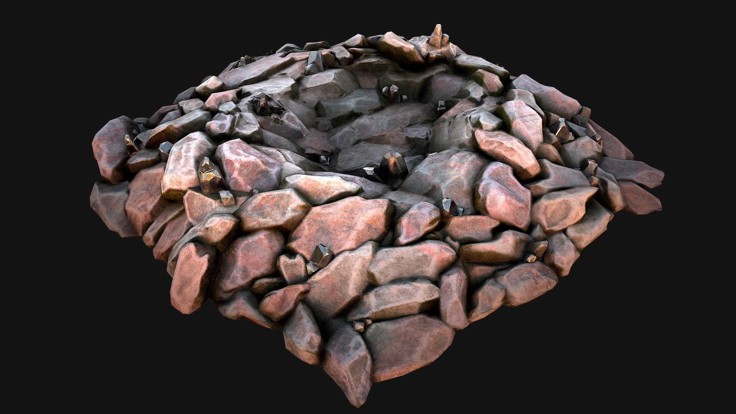 Tin Ore Deposits Minerals in Rocks - 3D Model by Dereza