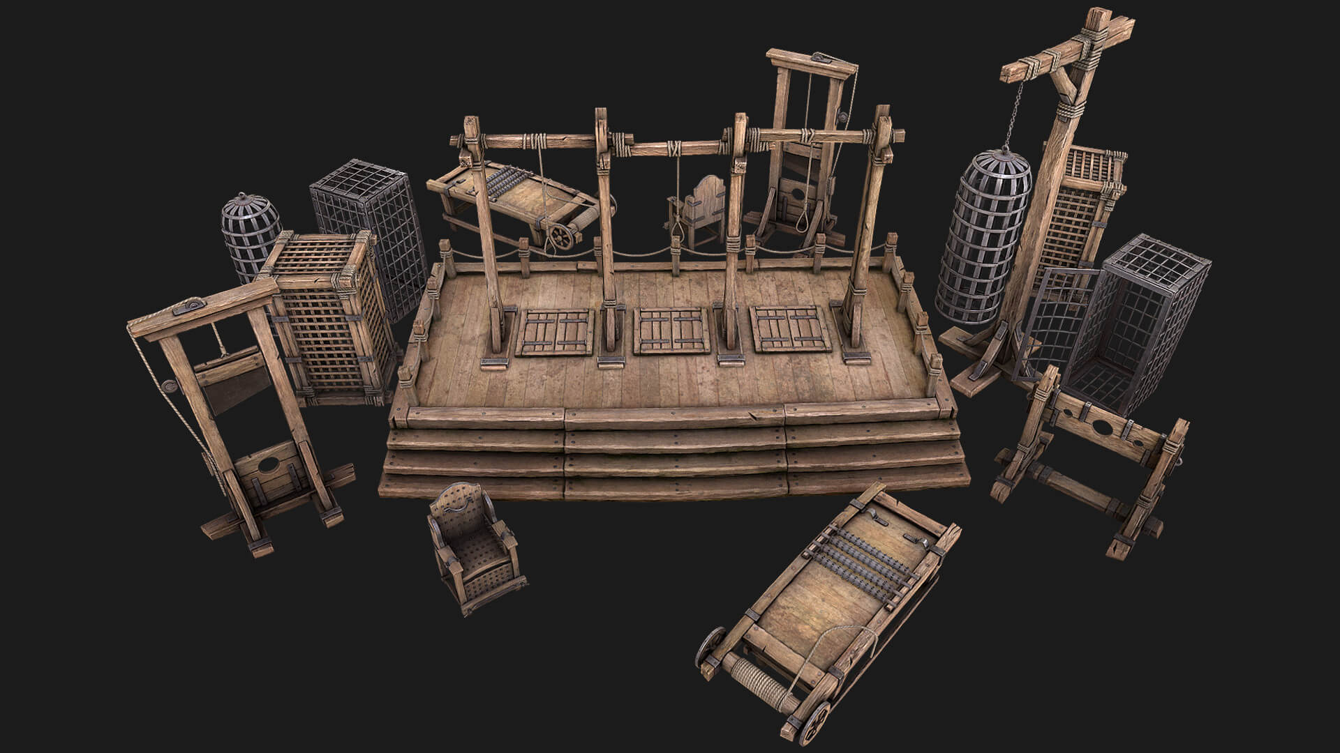 Medieval Torture Device Pack - 3D Model by Dereza