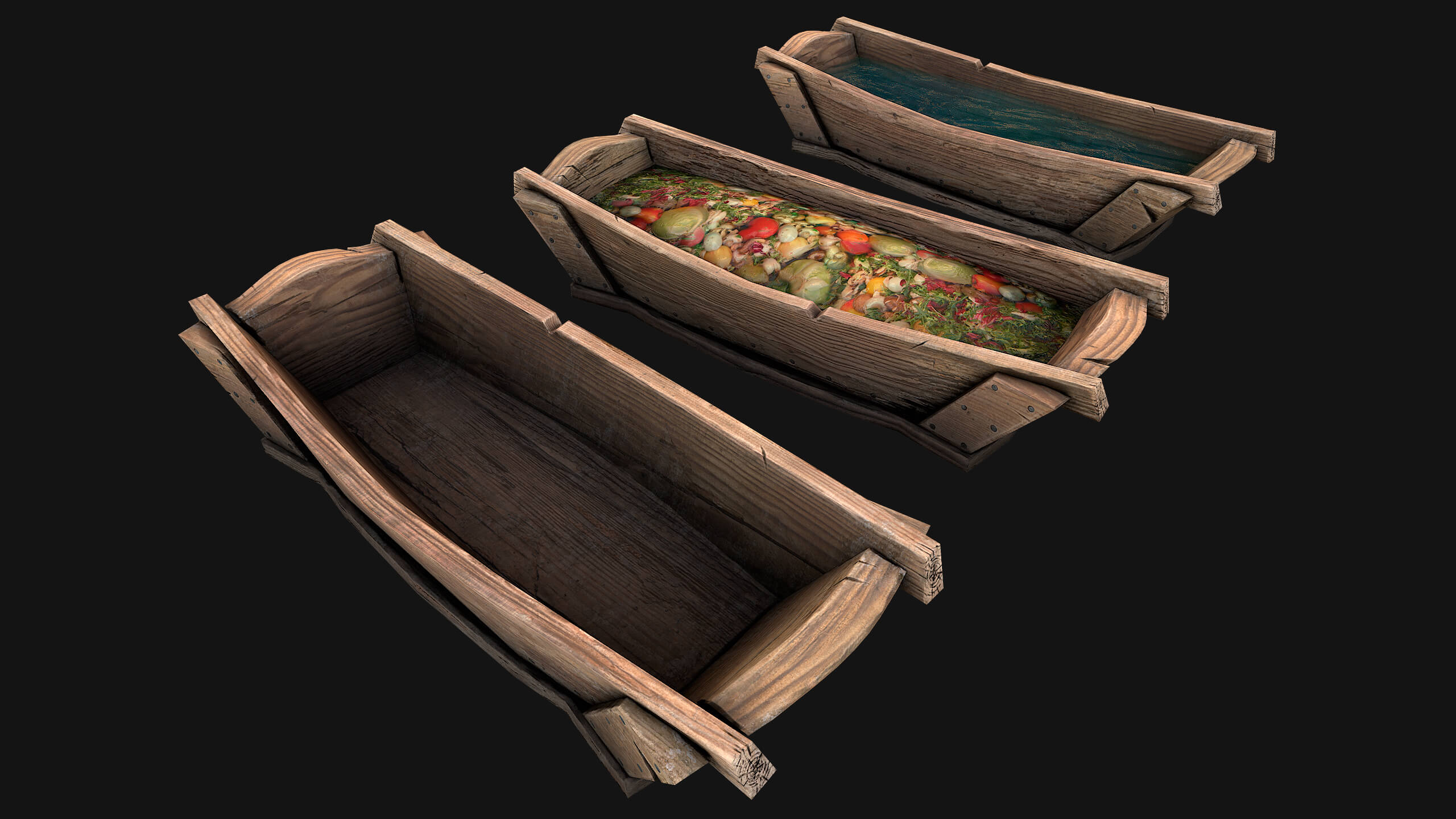 Trough With Water and Feed for Livestock - 3D Model by Dereza