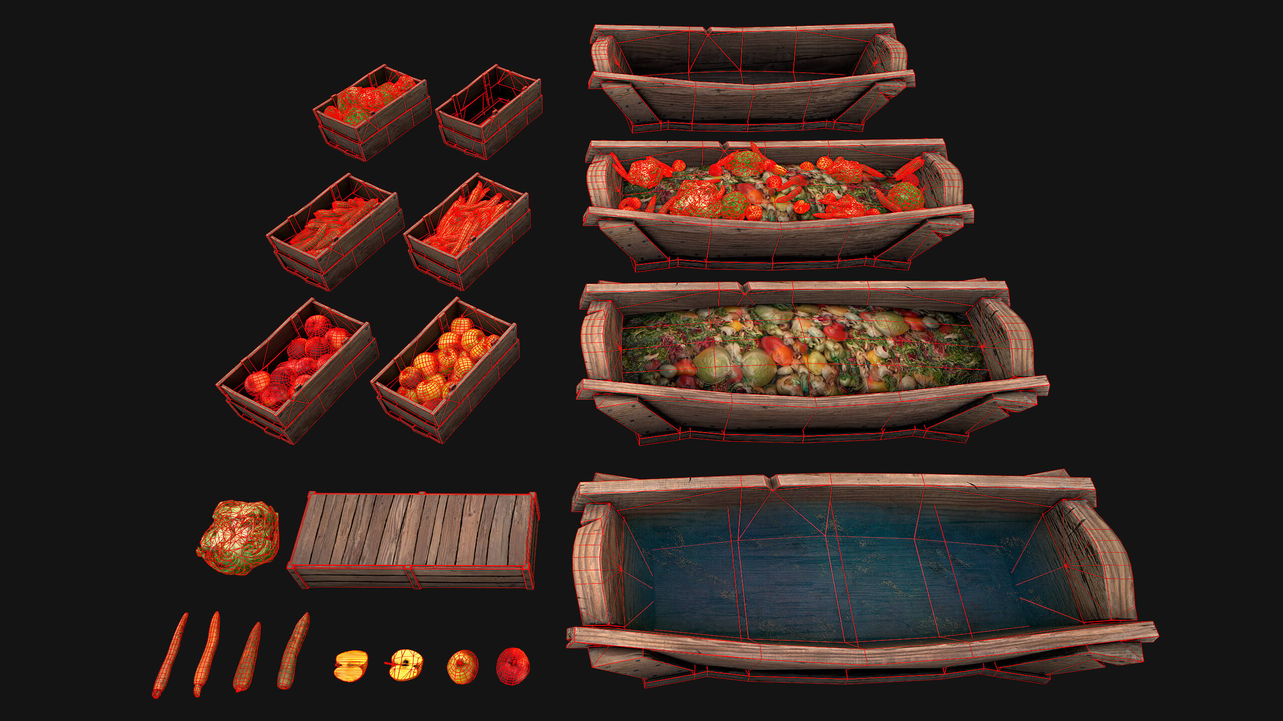 Trough With Water and Food Farm Feed Slop - 3D Model by Dereza