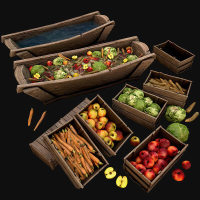 Trough With Water and Food Farm Feed Slop - 3D Model by Dereza