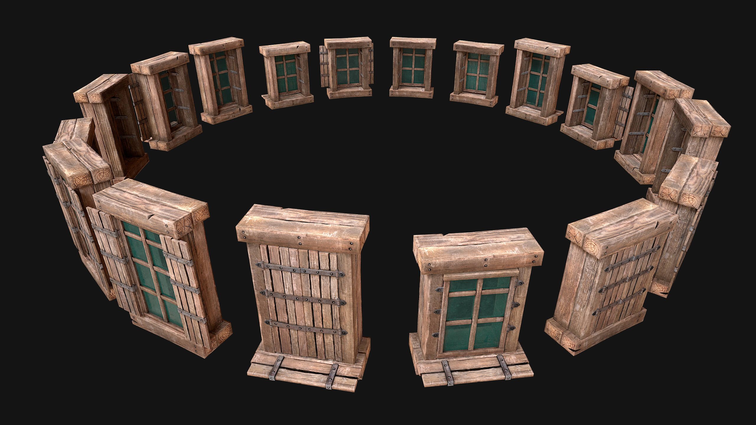 Medieval Windows Set - 3D Model by Dereza
