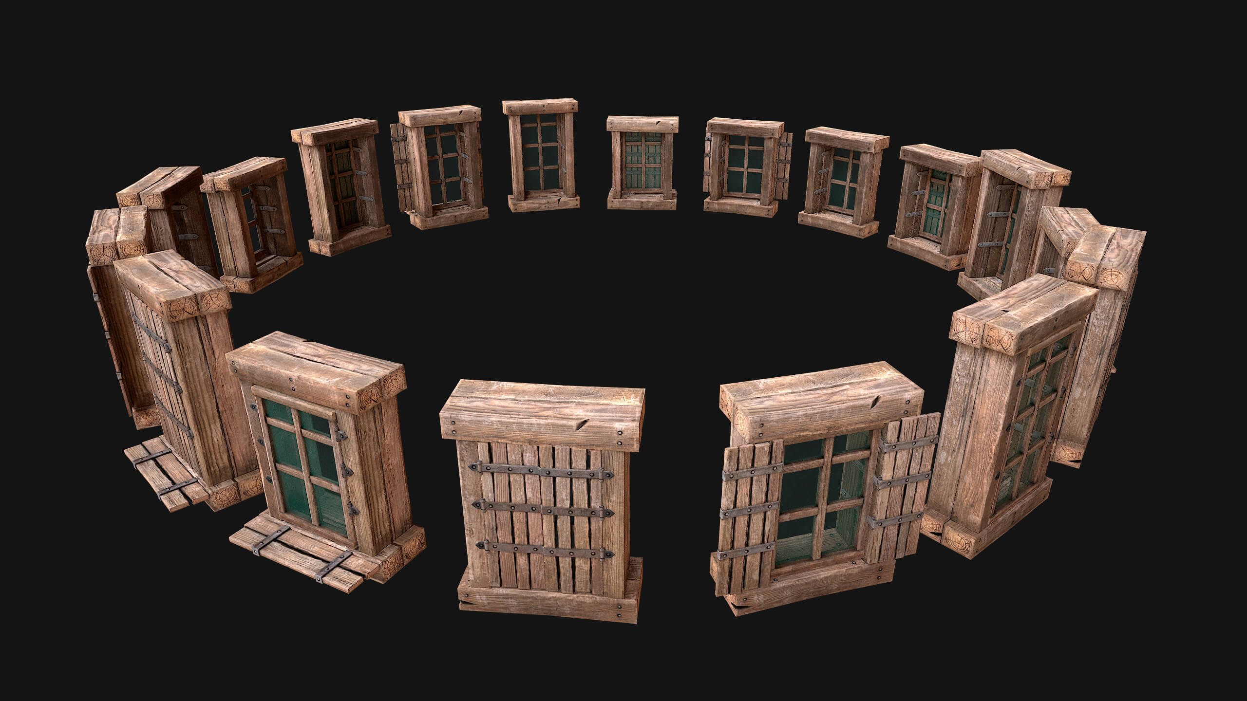 Medieval Windows Set - 3D Model by Dereza