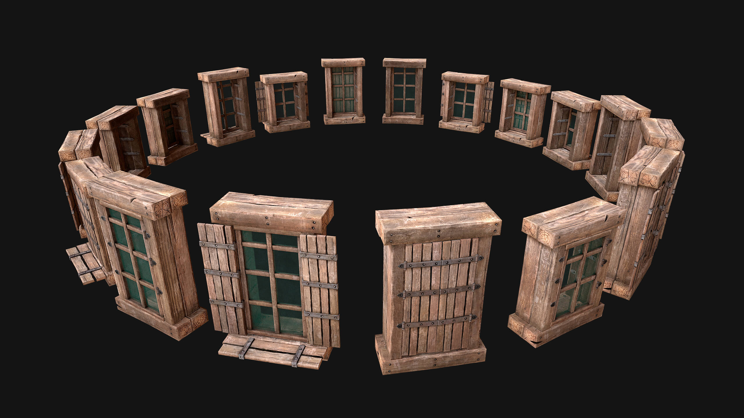 Medieval Windows Set - 3D Model by Dereza