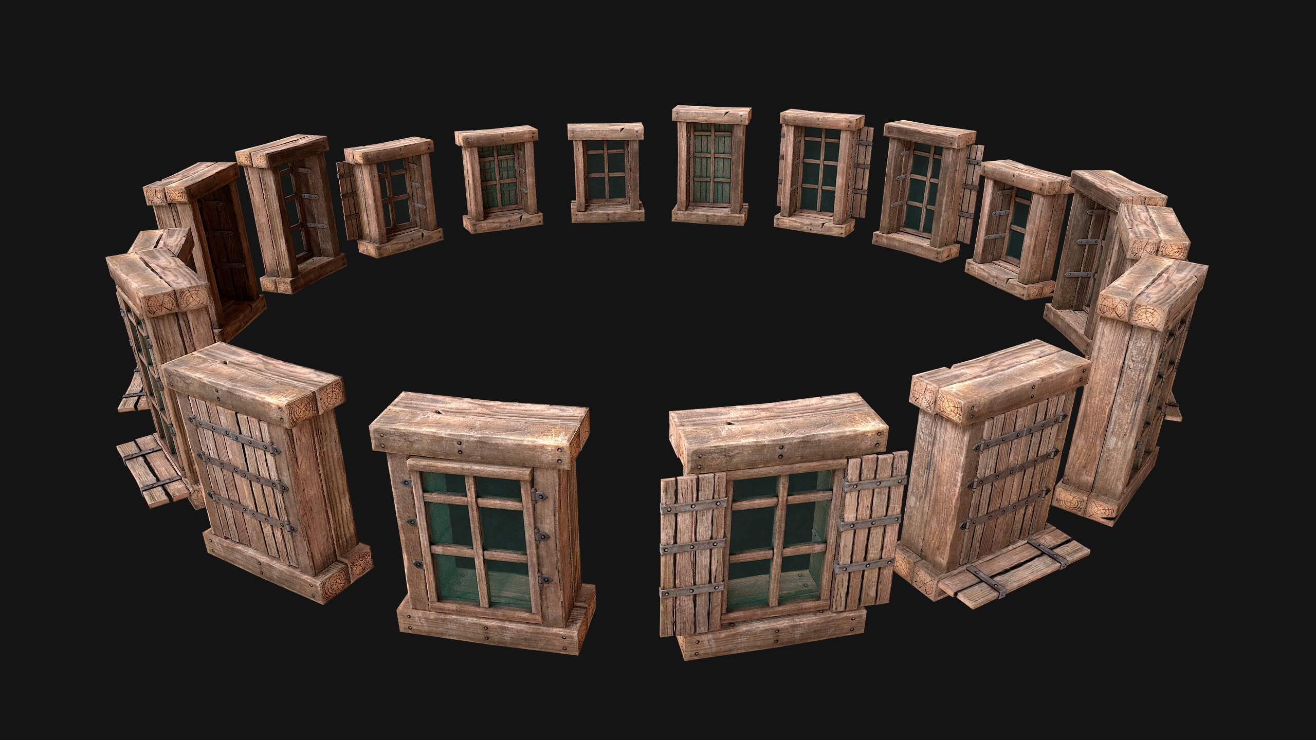 Medieval Windows Set - 3D Model by Dereza