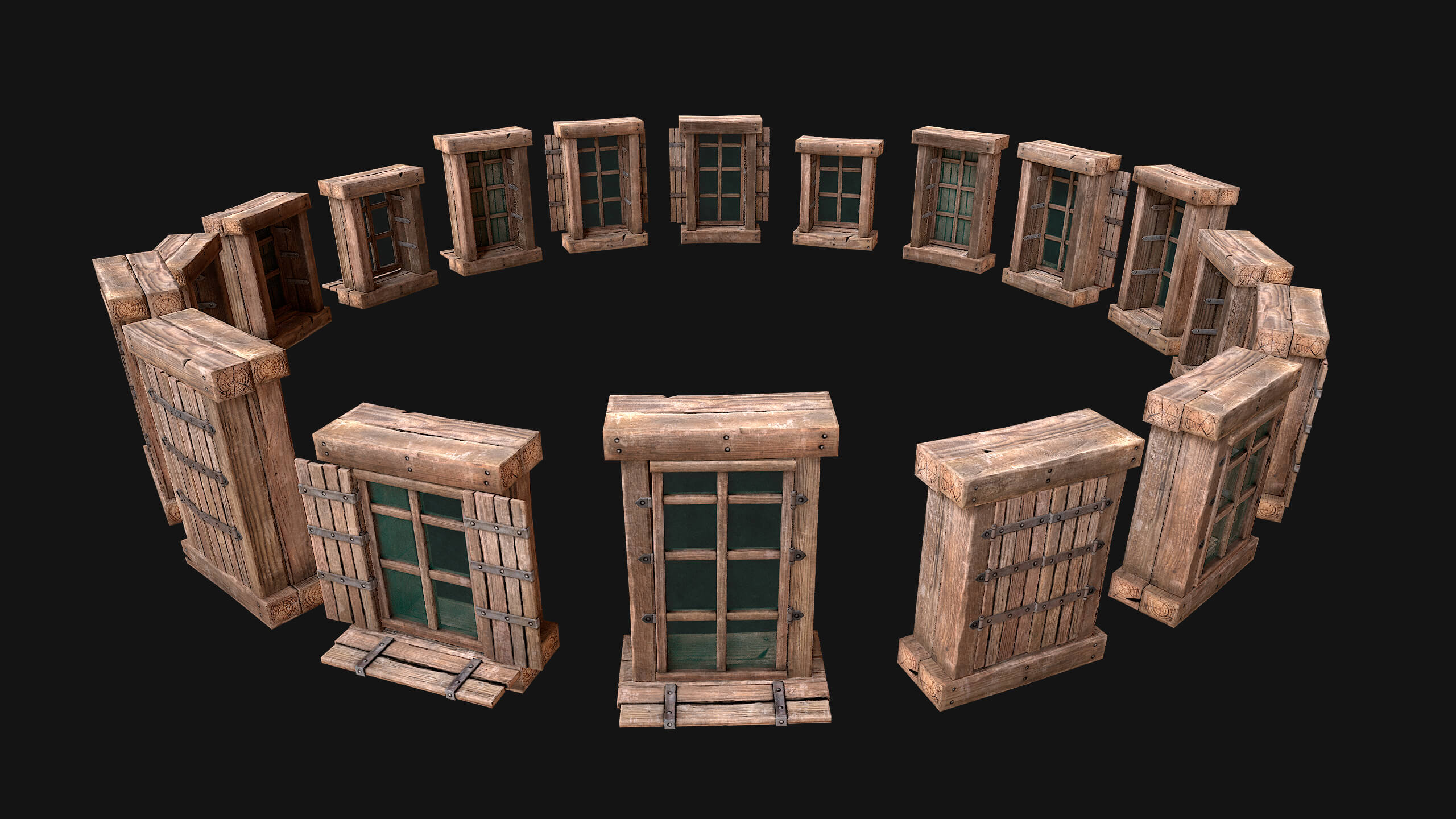 Medieval Windows Set - 3D Model by Dereza