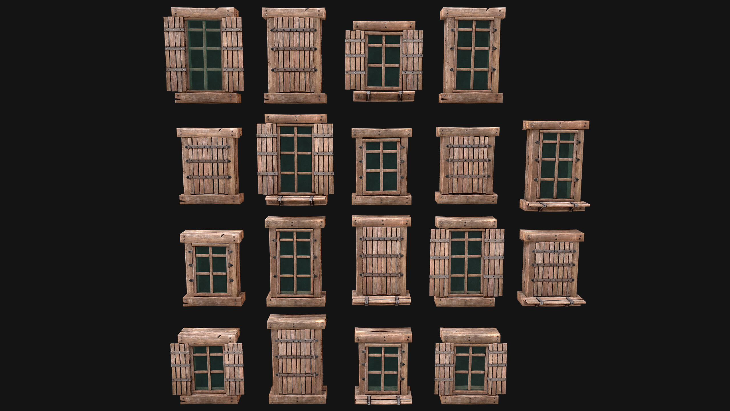 Medieval Windows Set - 3D Model by Dereza
