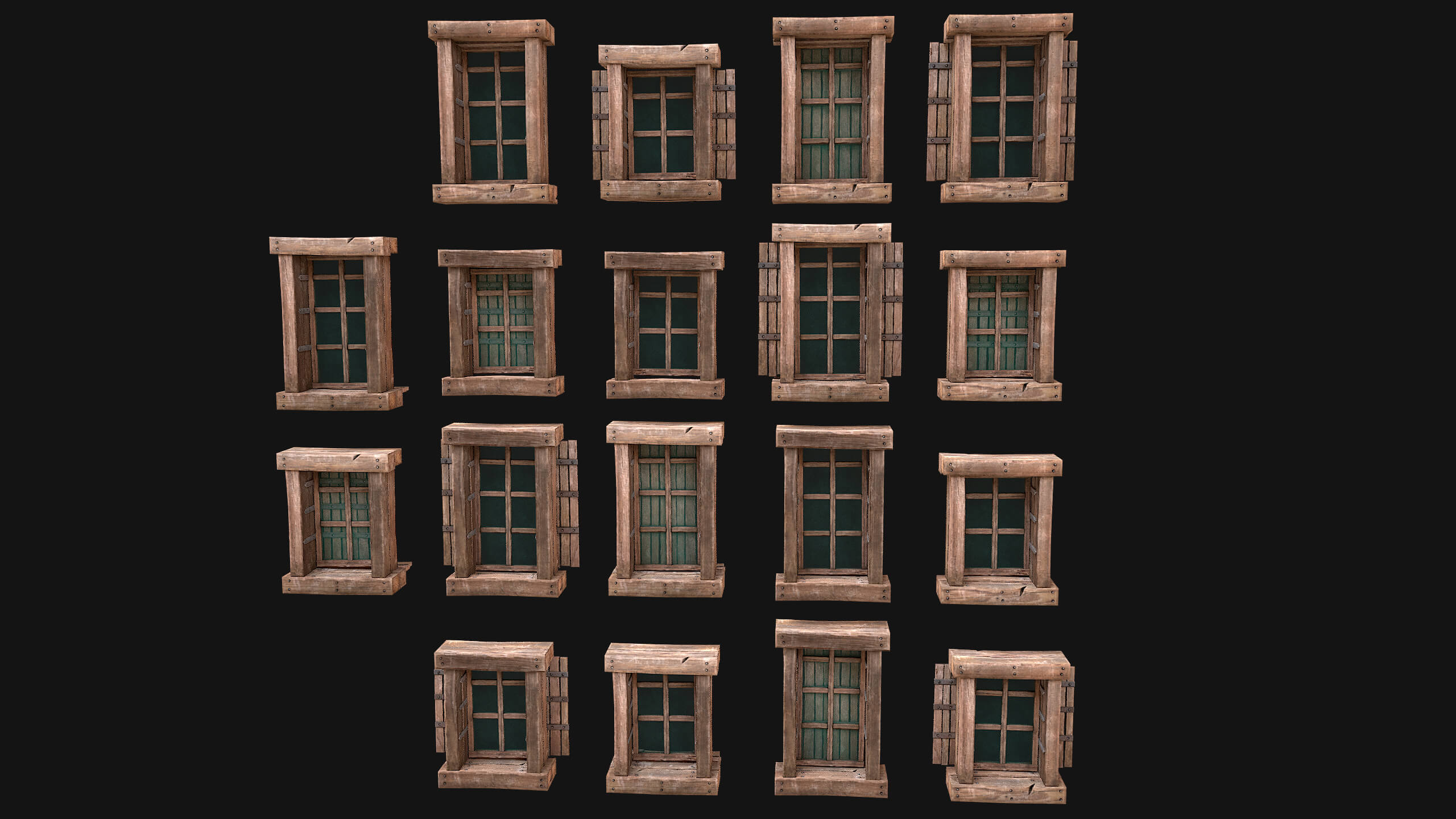 Medieval Windows Set - 3D Model by Dereza