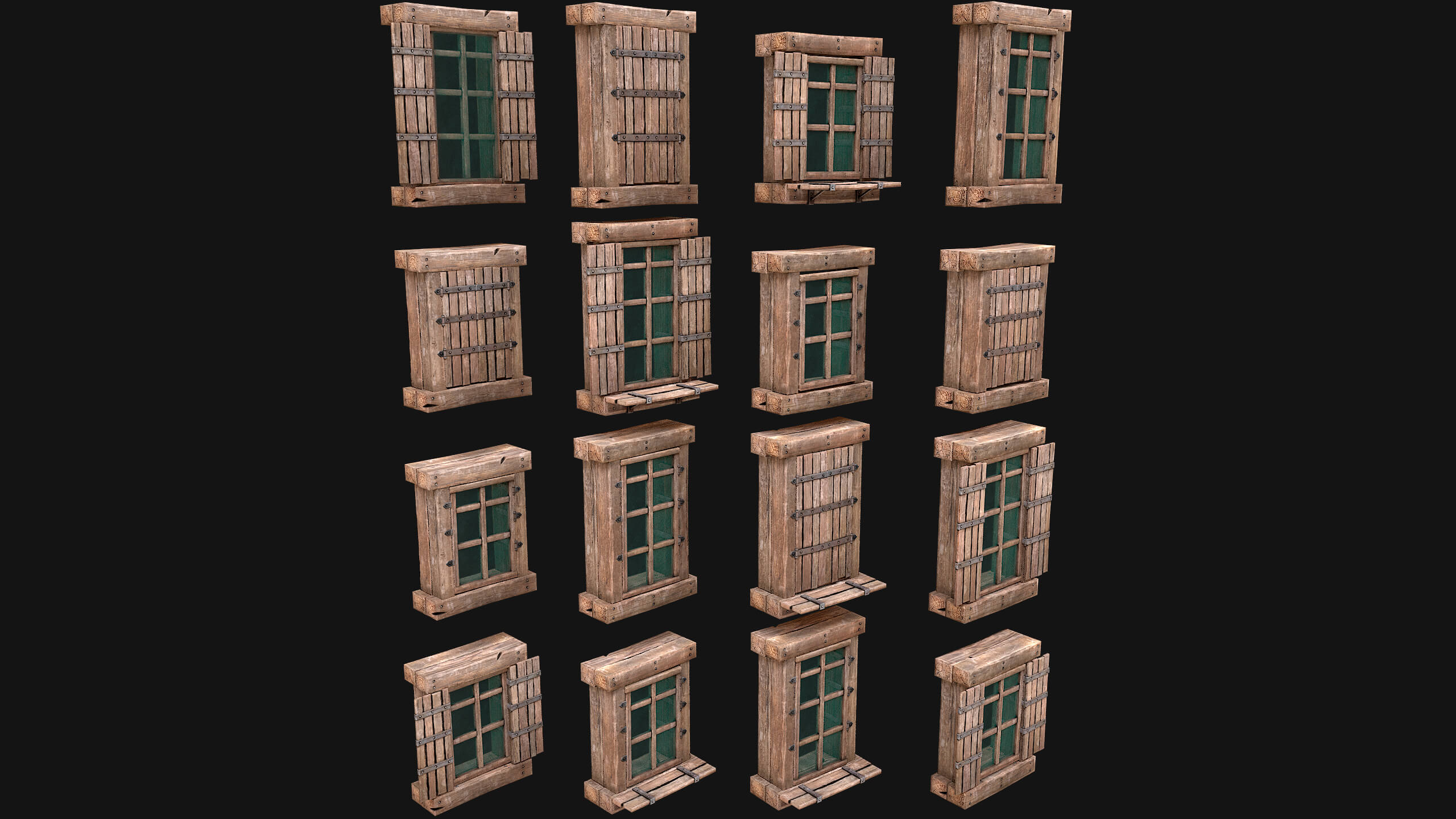 Medieval Windows Set - 3D Model by Dereza