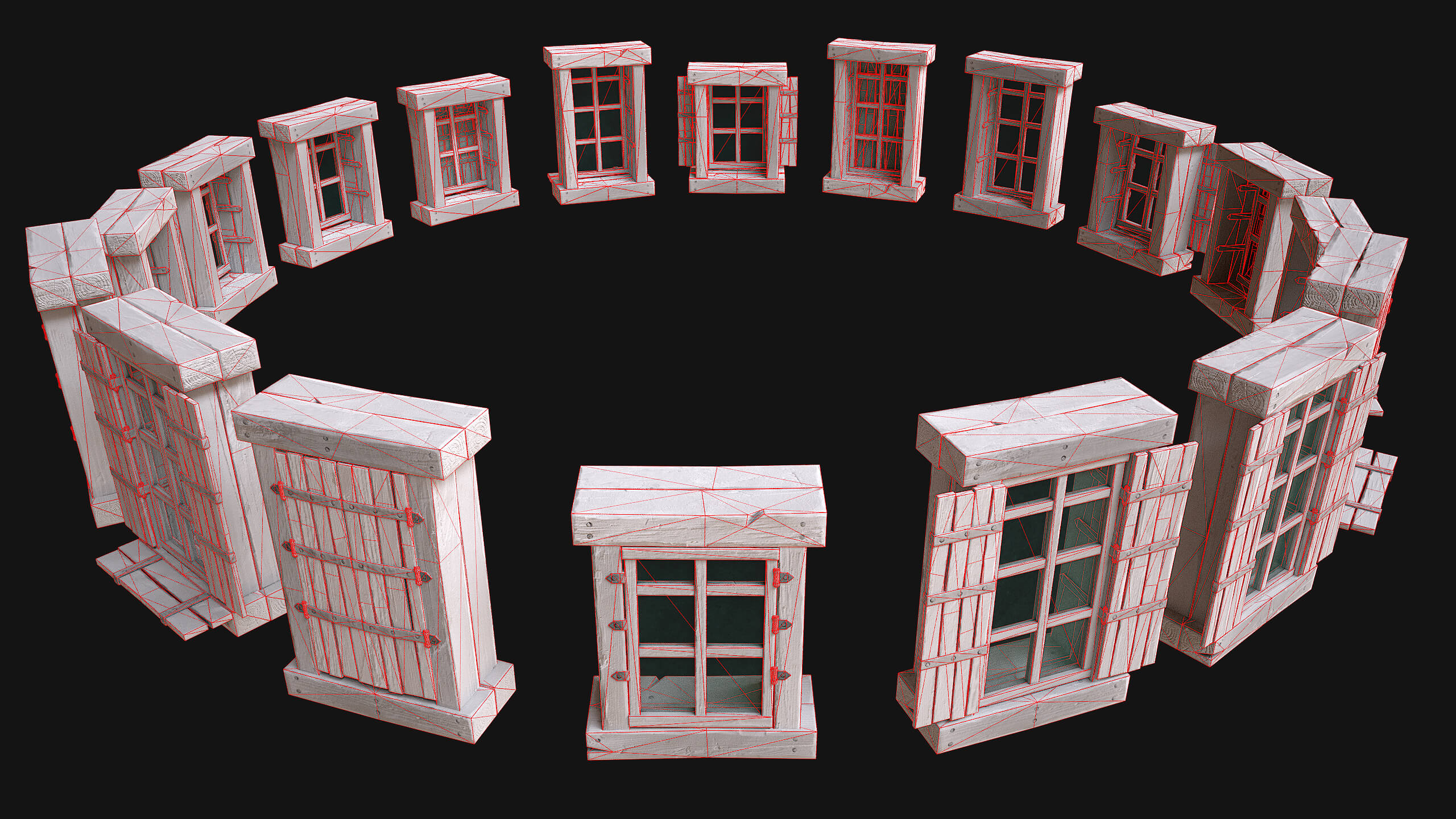 Medieval Windows Set - 3D Model by Dereza