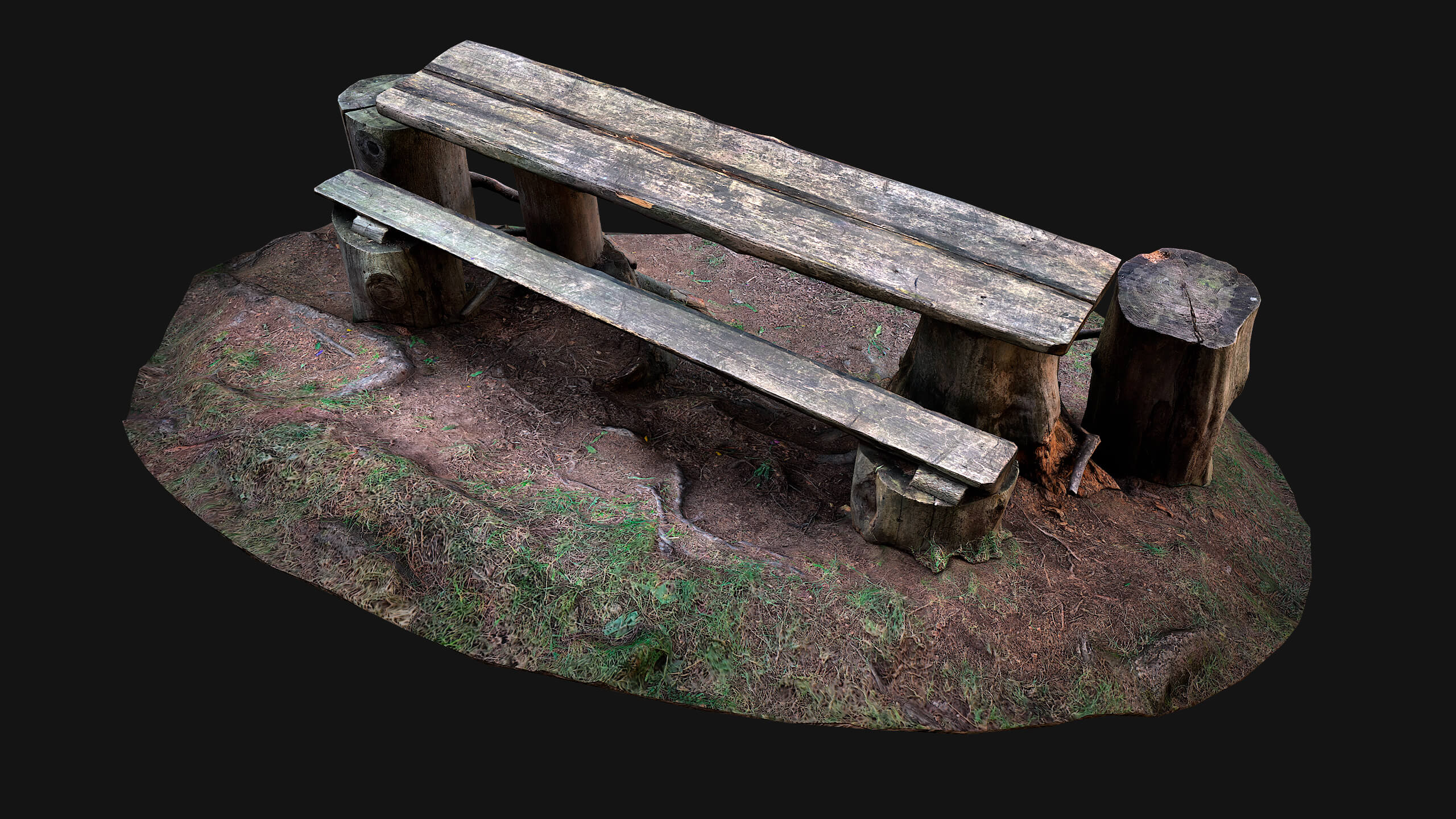 Medieval Wooden Bench and Table in The Mountains - 3D Model by Dereza