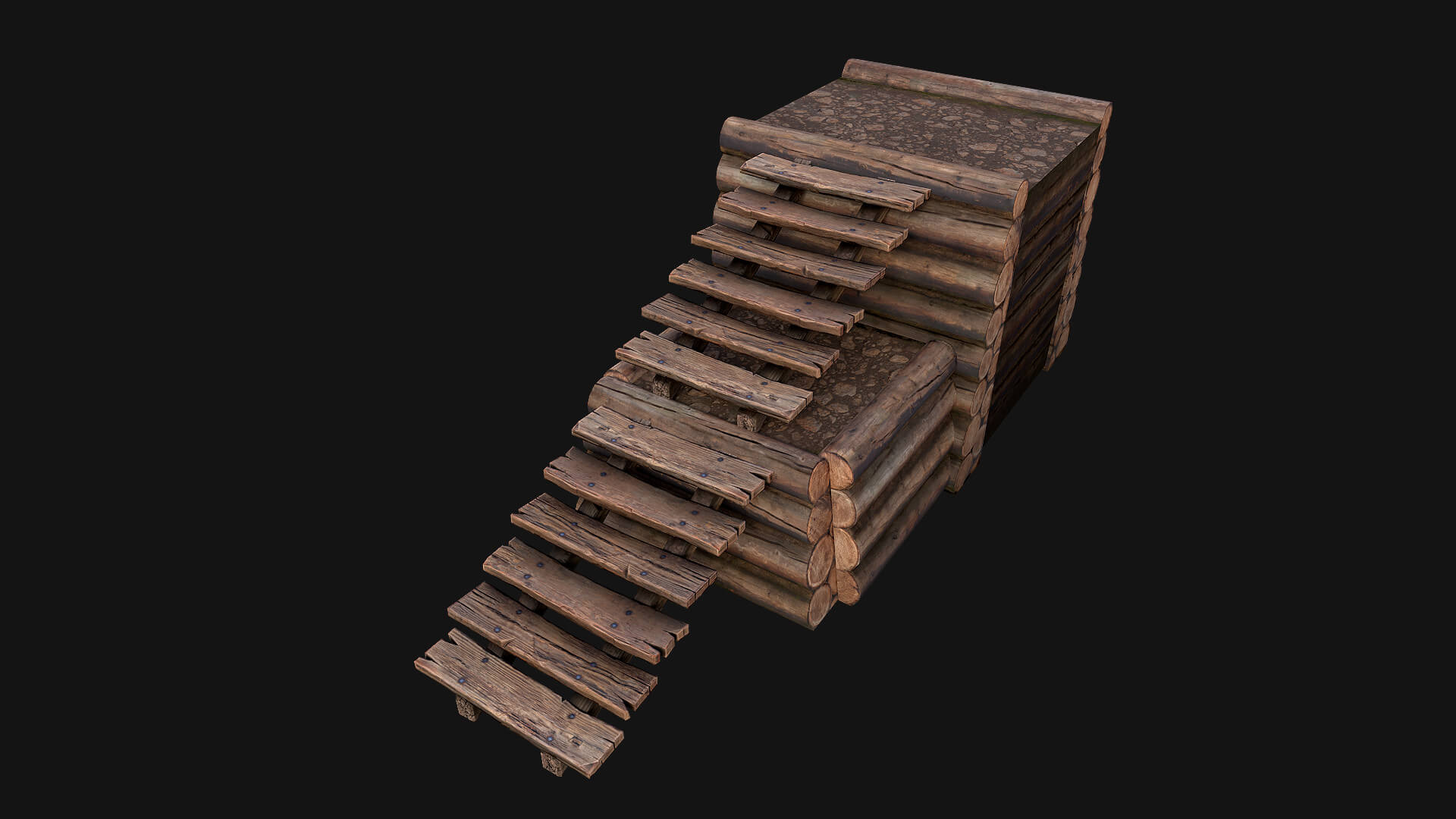 Wooden Castle Fort Walls Modular - 3D Model by Dereza