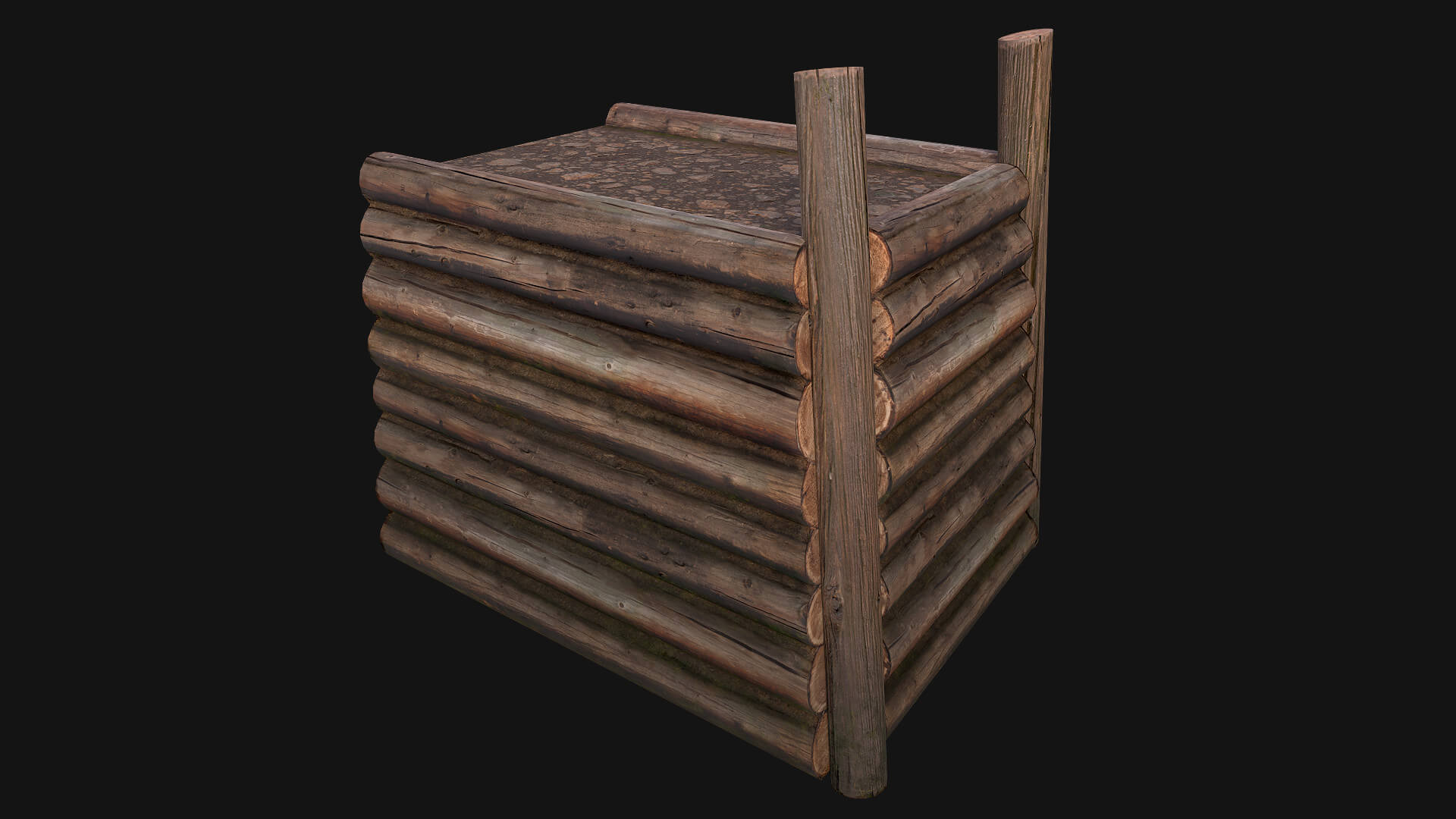 Wooden Castle Fort Walls Modular - 3D Model by Dereza