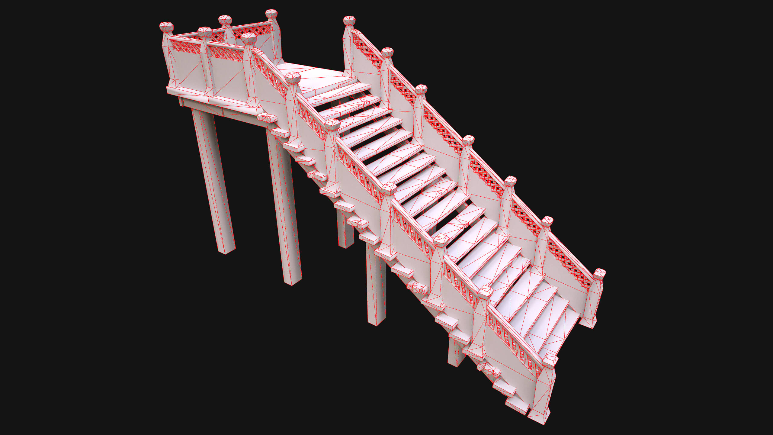 Wooden Stairs Medieval - 3D Model by Dereza