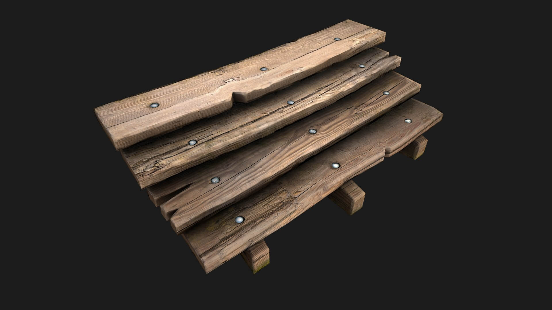 Wooden Stairs - 3D Model by Dereza