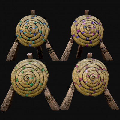 Wooden Target Straw Dummy Medieval Training Camp Pack - 3D Model by Dereza