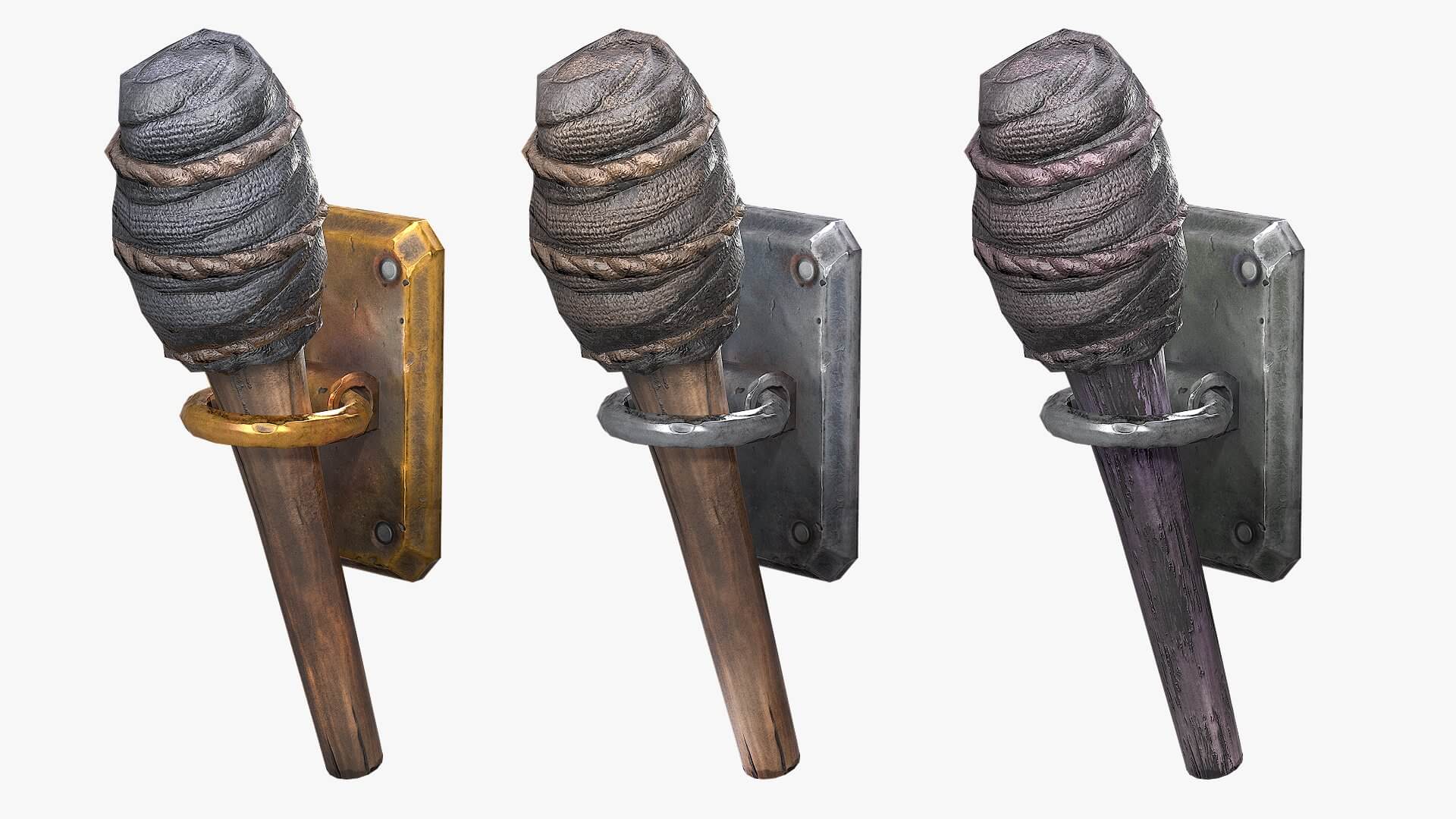 Wooden Torch - 3D Model by Dereza