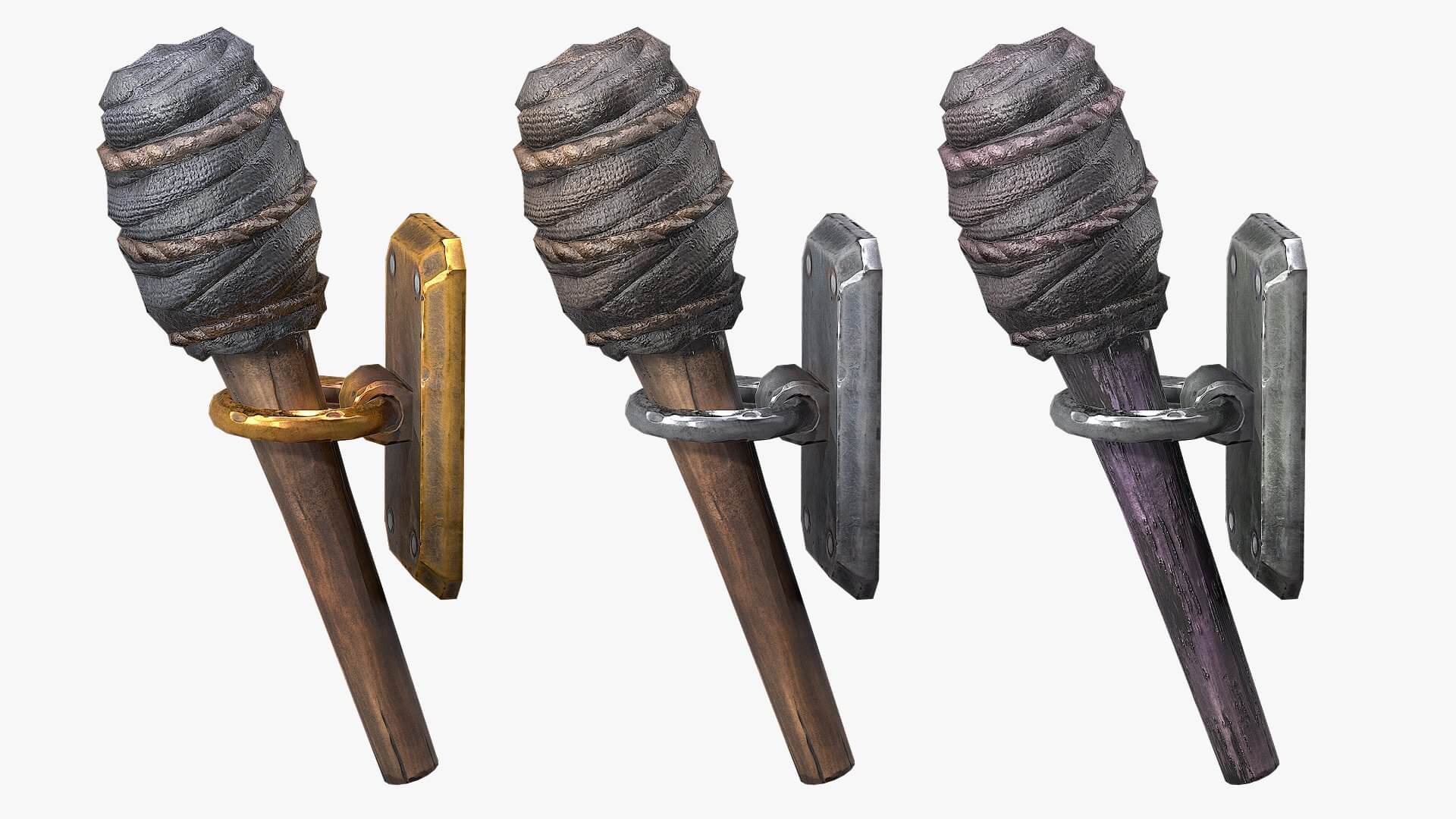 Wooden Torch - 3D Model by Dereza