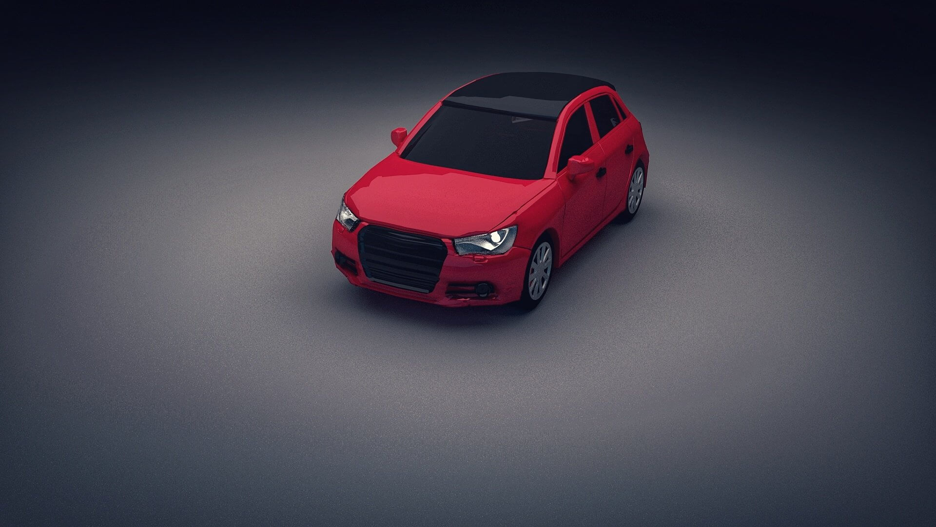 Audi A1 Sport Red (Black Top) - 3D Model by Derie