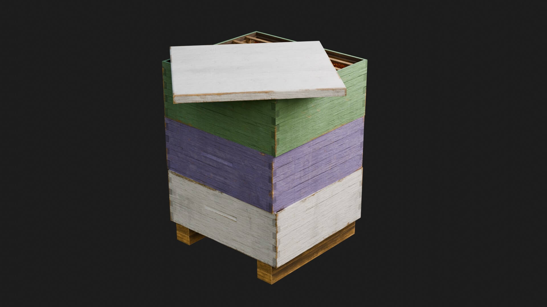 Stacked Beehive Boxes - 3D Model by Desertsage