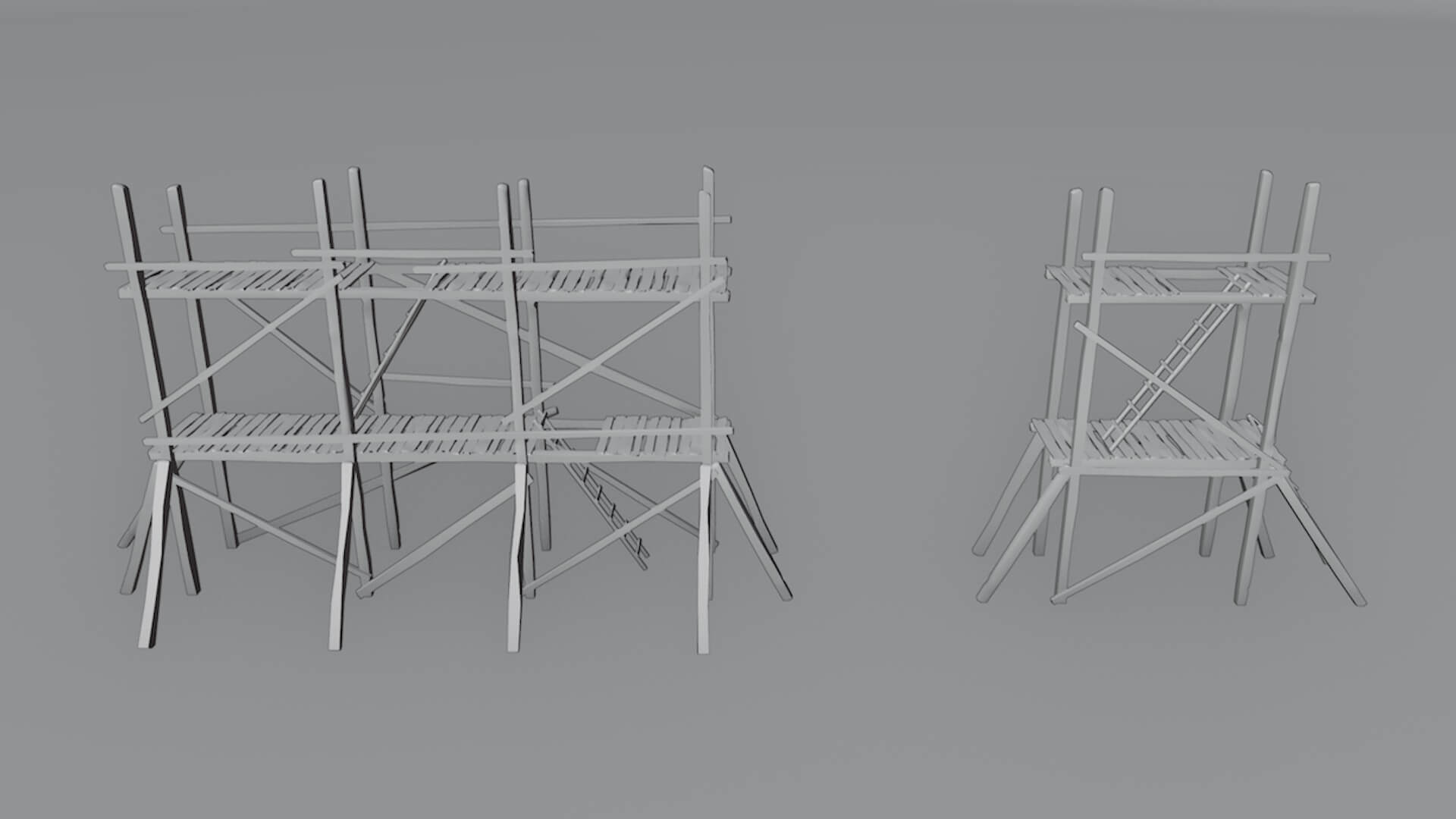 Medieval Wooden Scaffolding - 3D Model by Desertsage